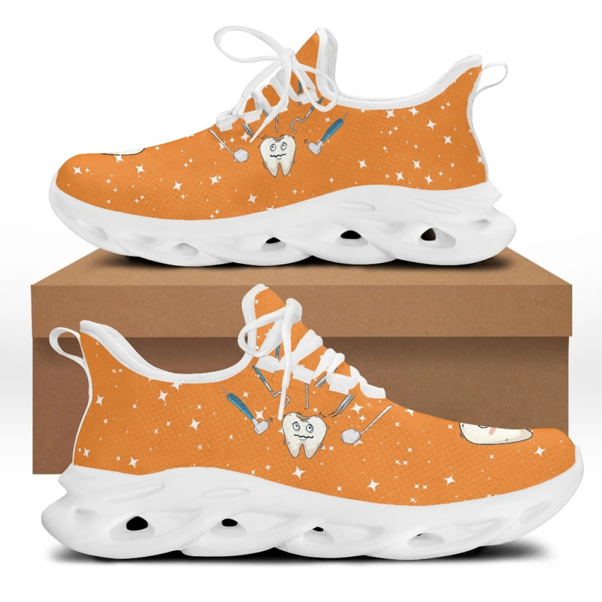 Yikeluo Cartoon Tooth Pattern Platform Sneakers Female Mesh Swing ...