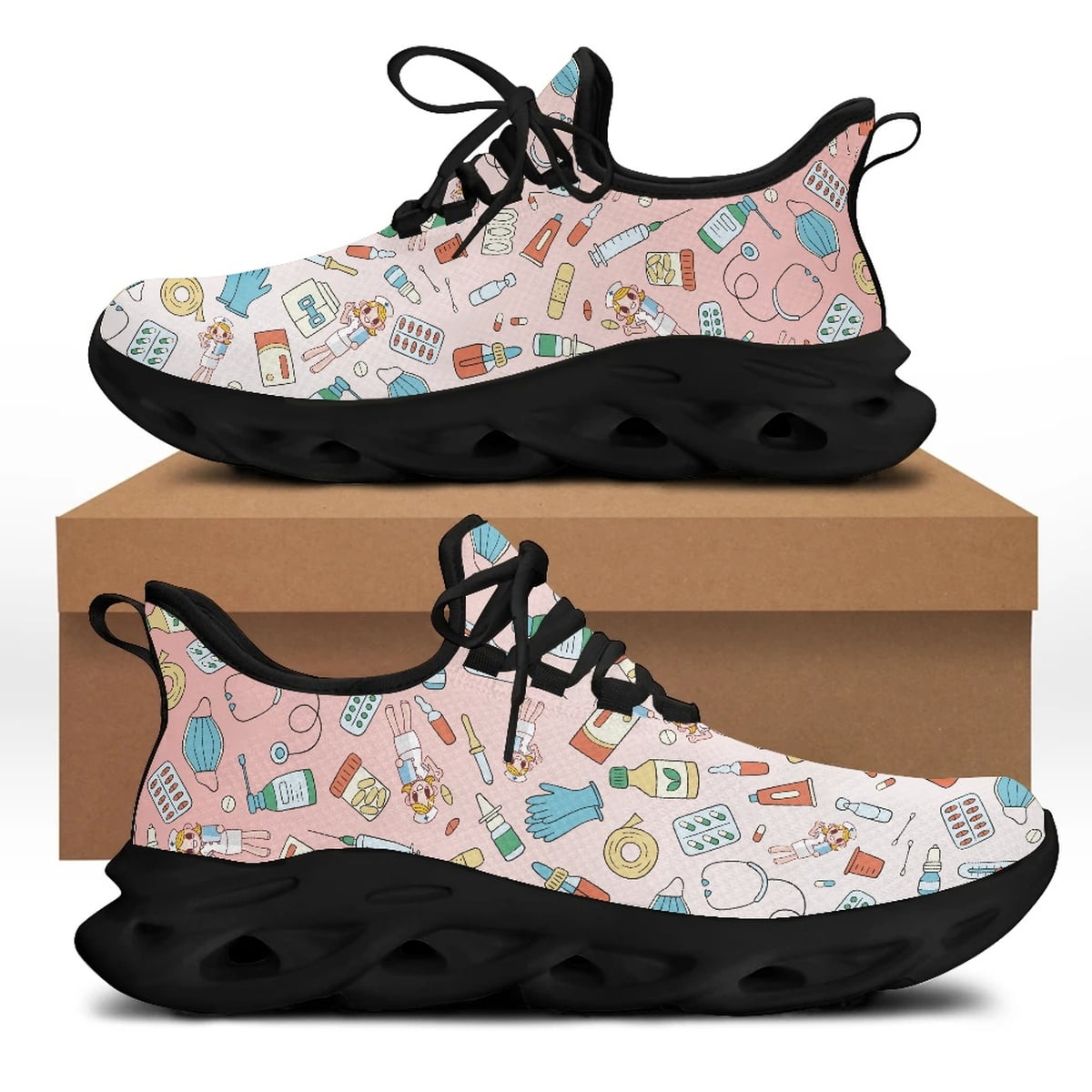 Yikeluo Casual Nurse Shoes Woman Catoon Medical Design Funny Fairy Girl ...