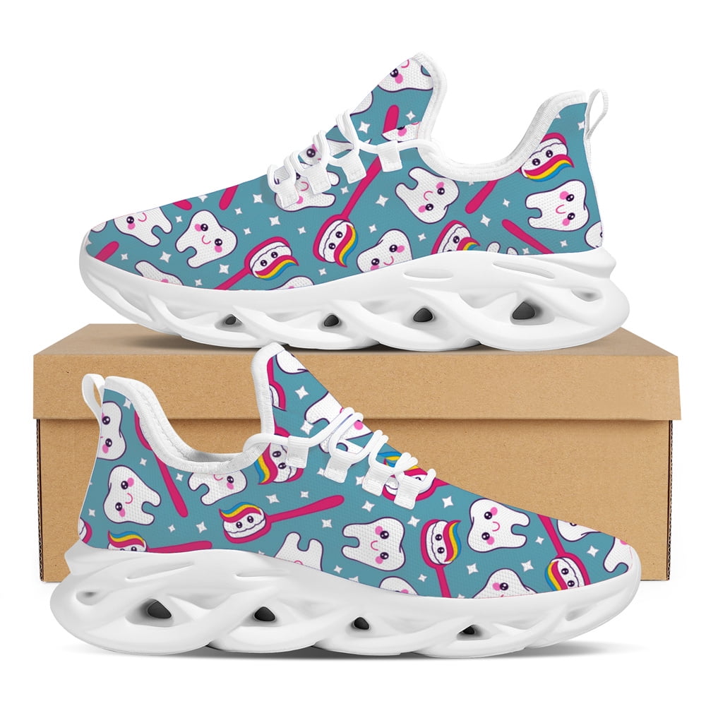 Yikeluo Cute Cartoon Tooth Pattern Women Slip On Sneakers Dentist Mesh ...