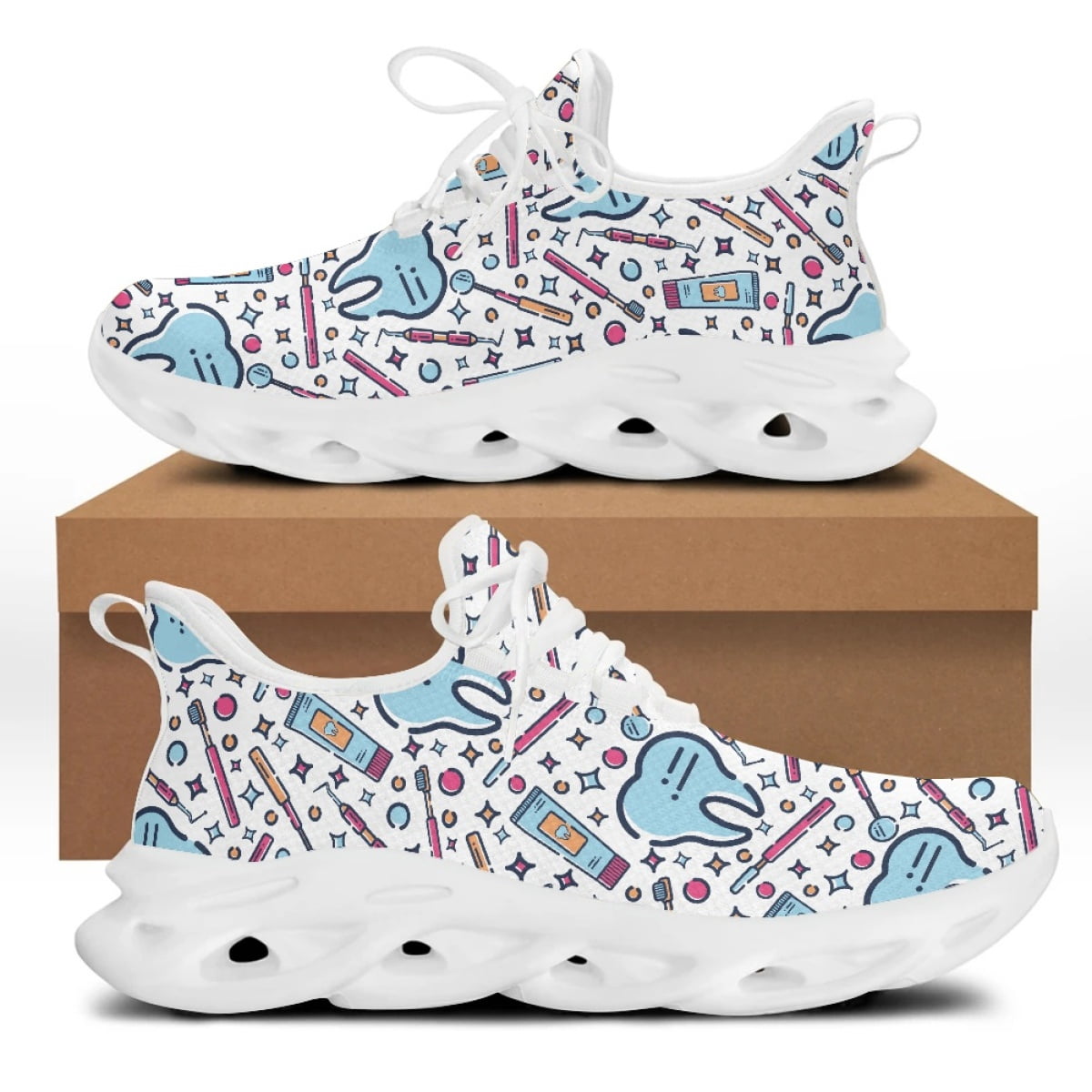 Yikeluo Dentist Dental Cartoon Print Design Running Sneakers for ...