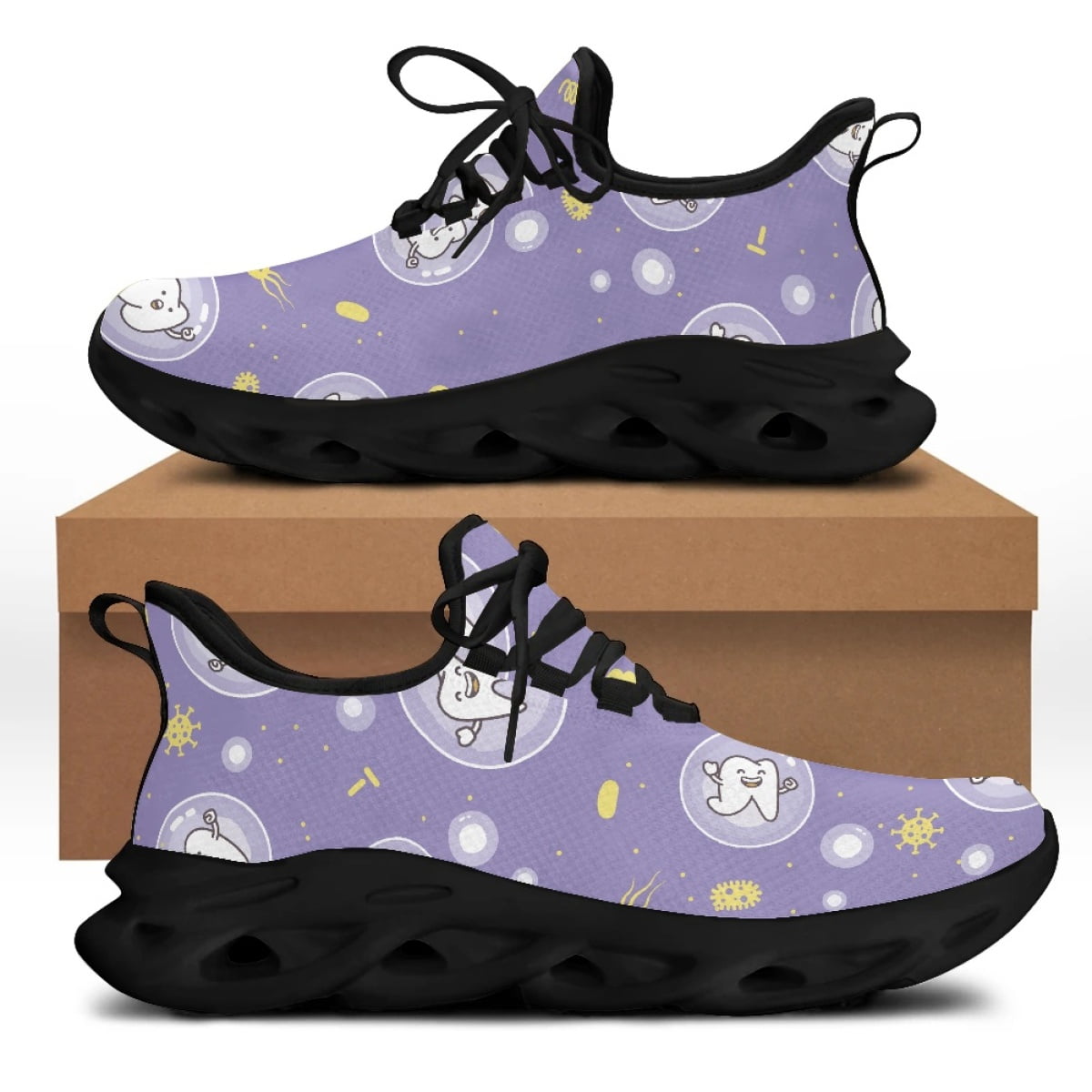 Yikeluo Women's Lace Up Dentist Sneakers Cartoon Tooth/Teeth/Dental ...
