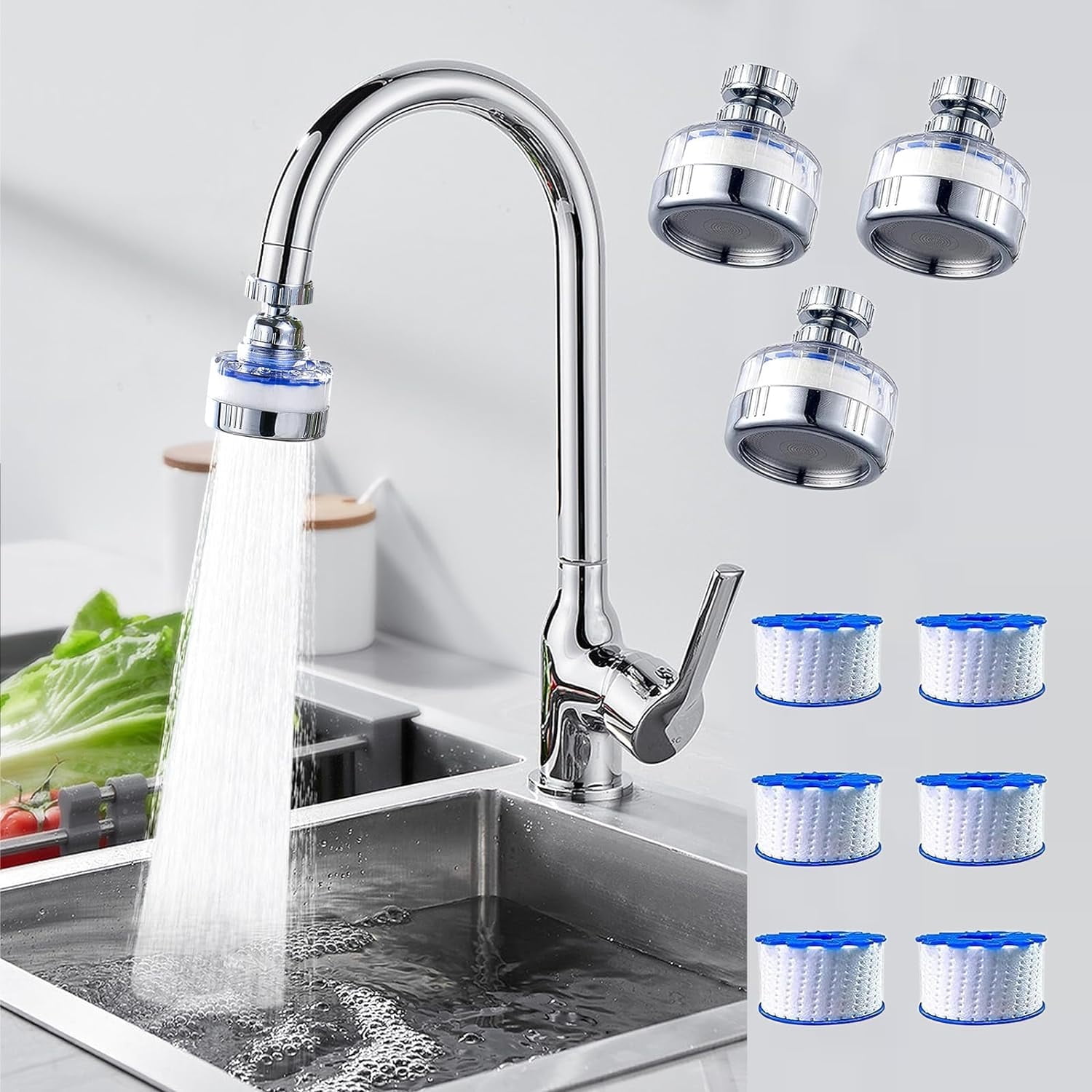 KUNGUGU Twist And Lock Universal Sink Water Filter Faucet, 360 ...