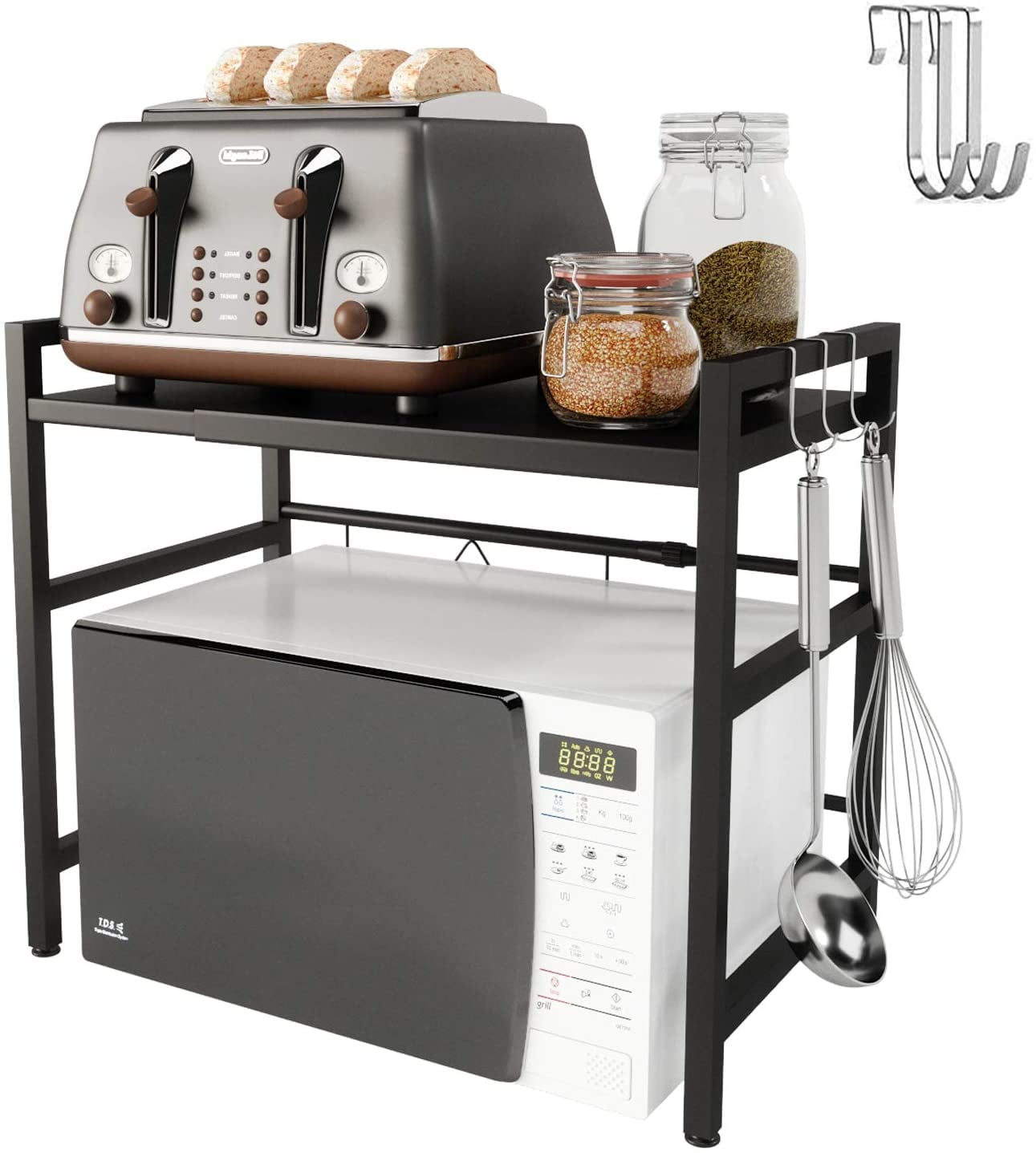 Yikko Microwave Oven Rack Shelf Expandable Kitchen Counter Storage ...