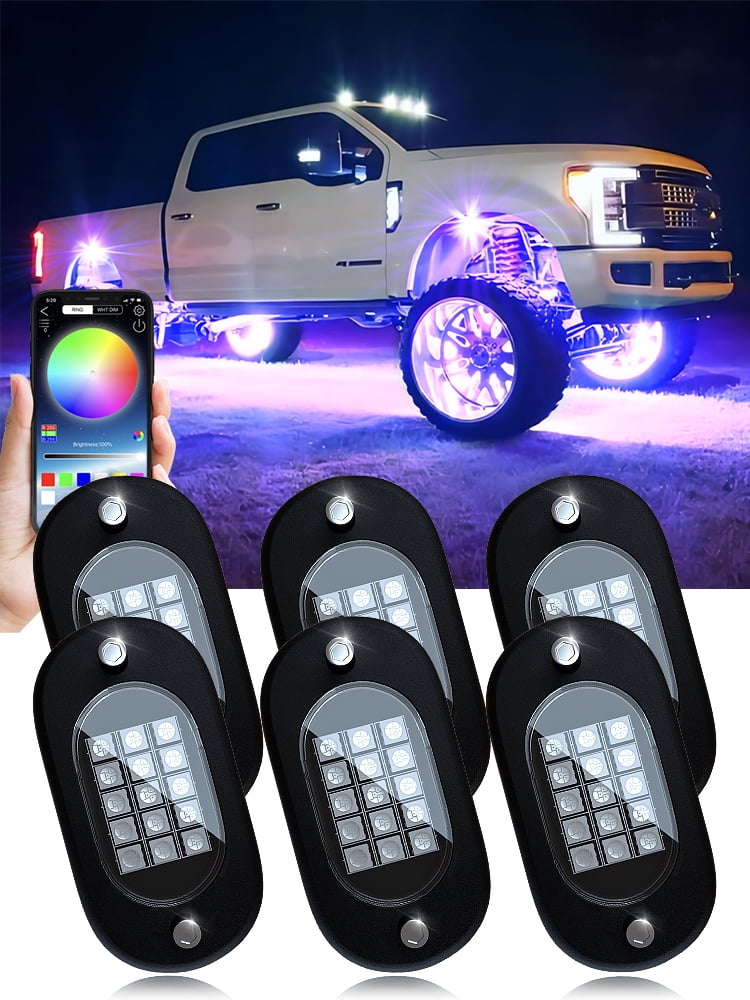 Yilaie 4/6/8/10/12 pods rgb led rock light app control music neon car underglow chassis light ...
