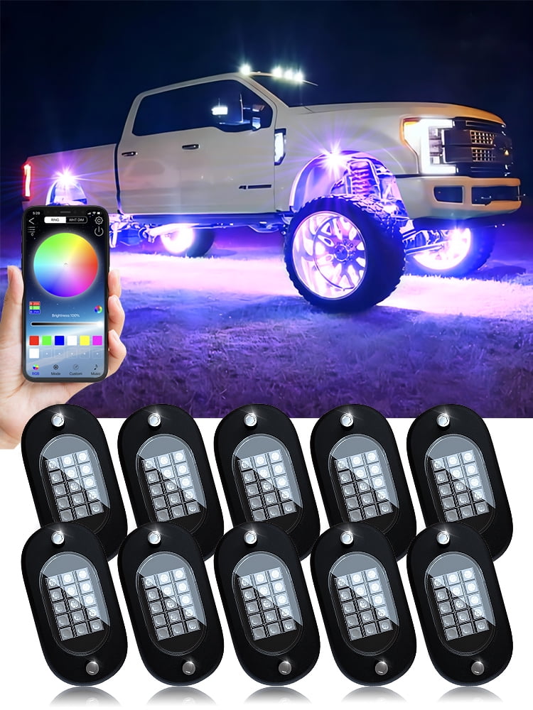 Yilaie 4/6/8/10/12 pods rgb led rock light app control music neon car ...