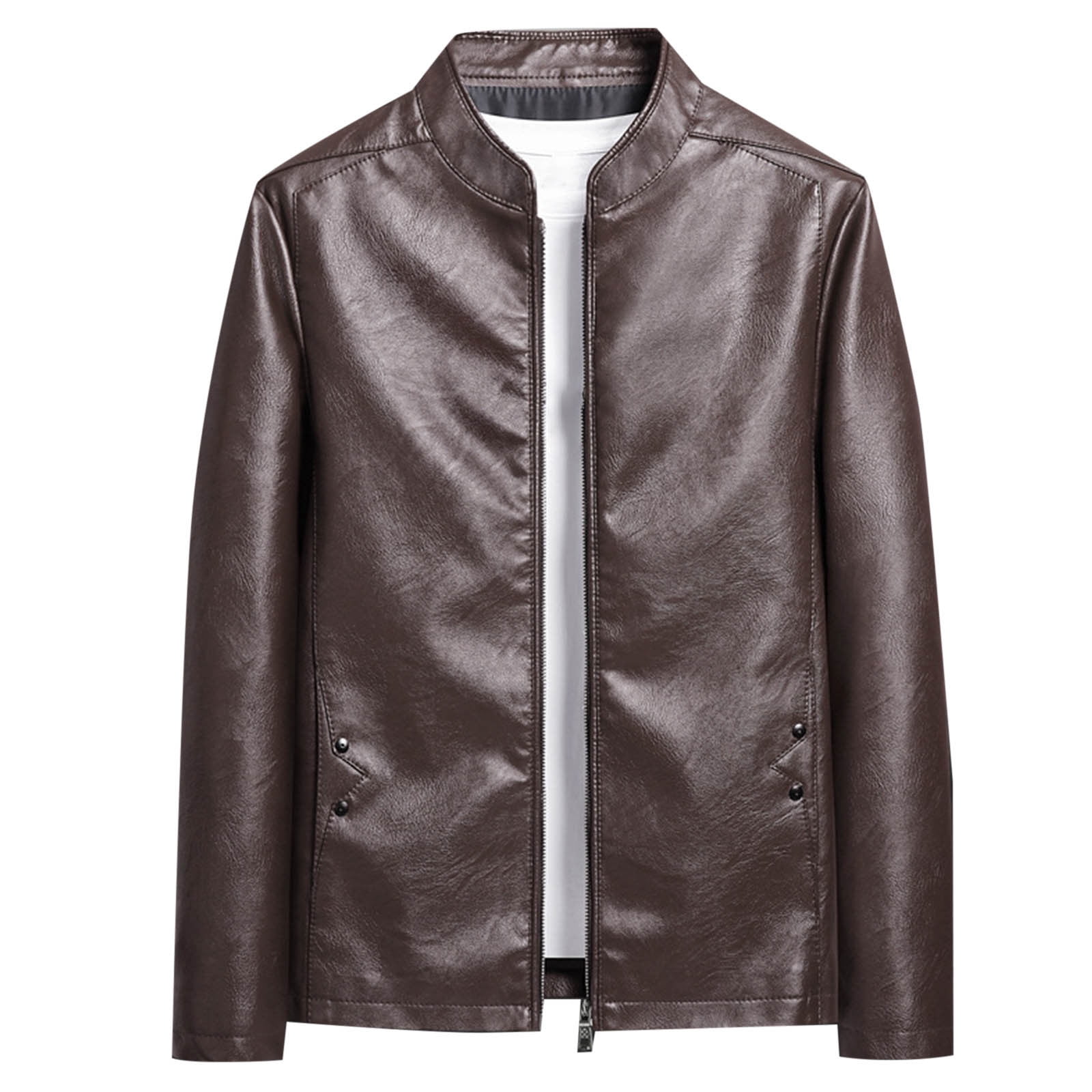 Yiliang Men's Faux Leather Jacket Business Occasion Zip Up Coar ...