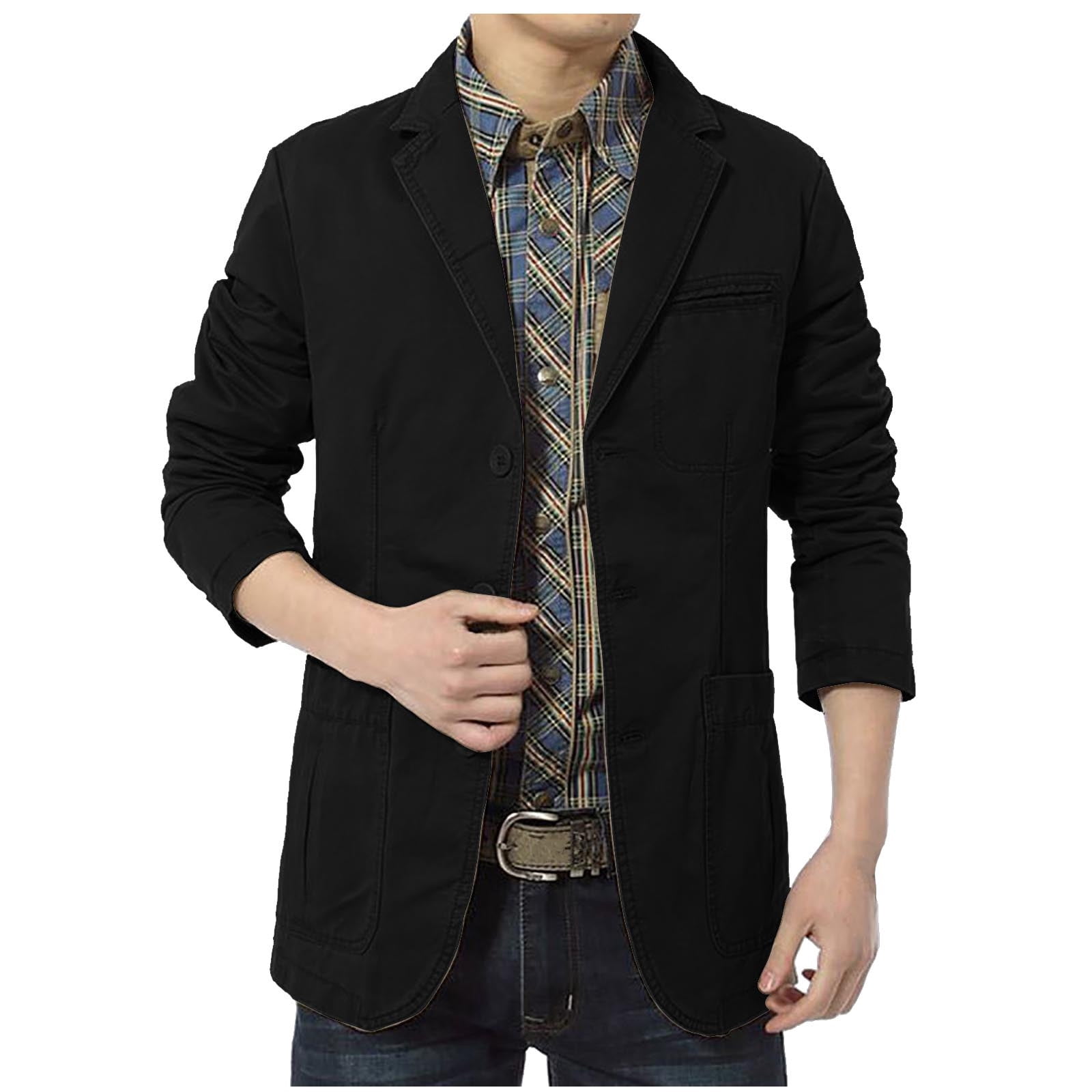Yiliang Mens Slim Fit Vintage Blazer Golf Workwear Suit Sporty Dress ...