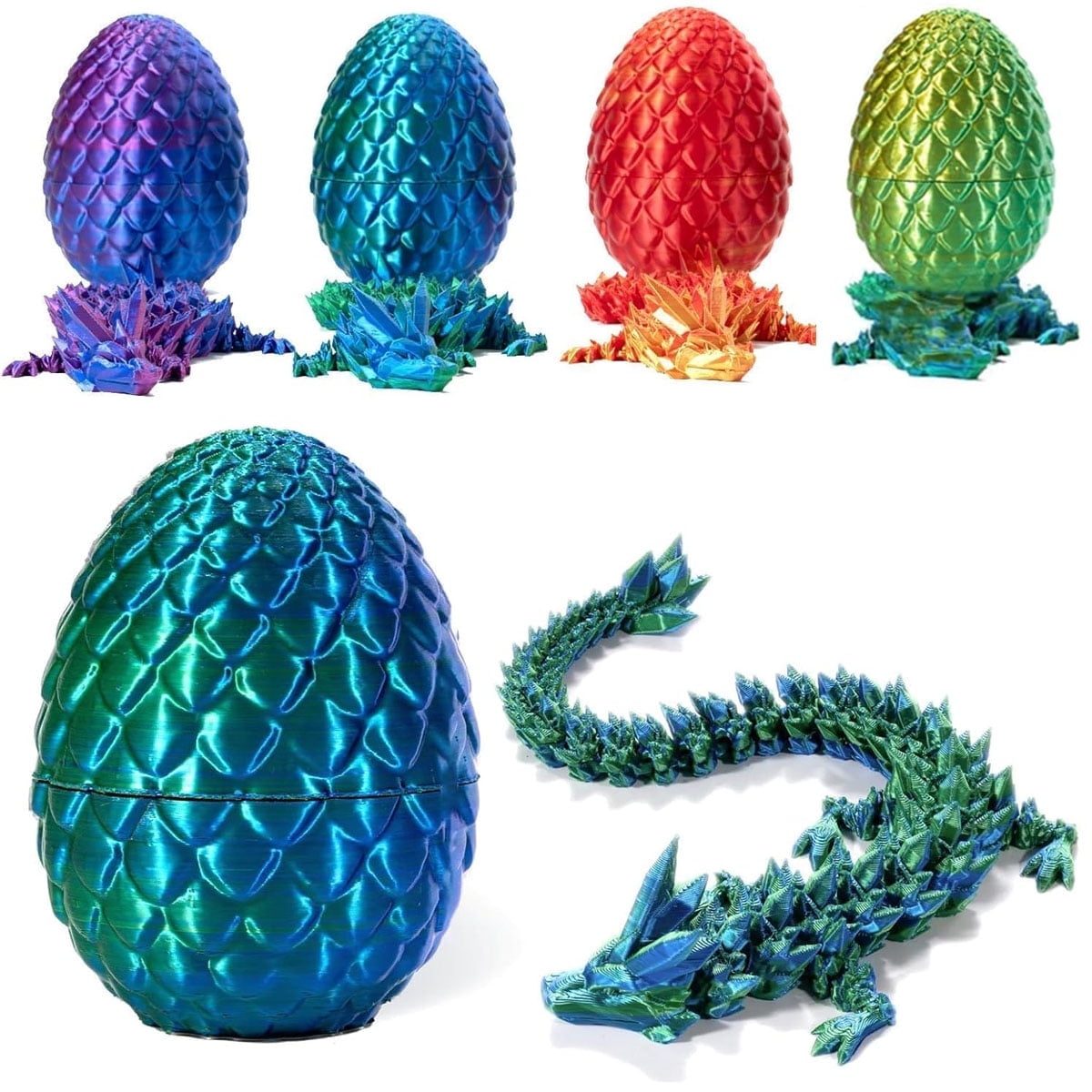 Yiliangx 3D Printed Dragon Egg, Articulated Crystal Animals Fidget Toy ...