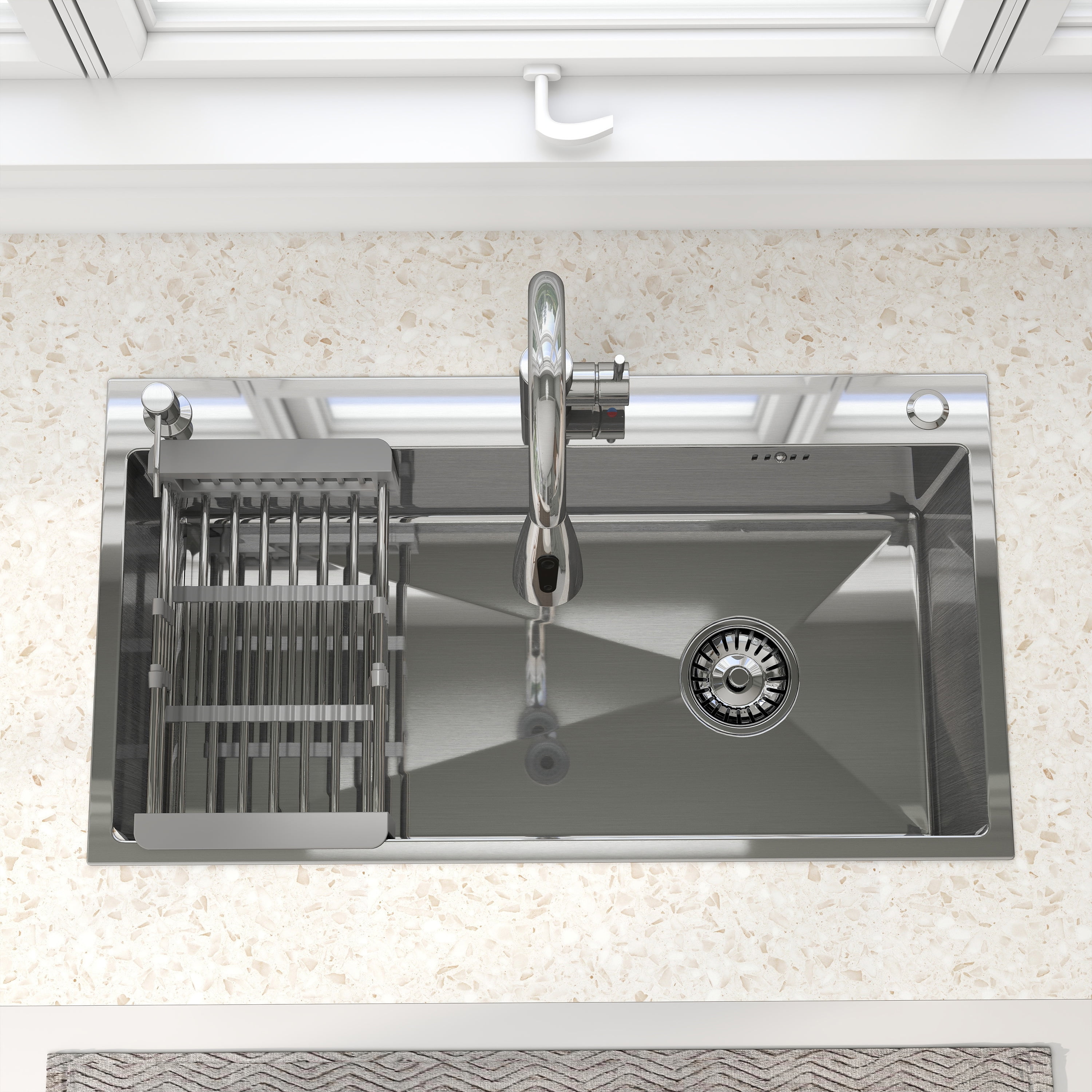 Yilicy 28*18 Undermount Kitchen Sink Single Bowl Basin Stainless Steel ...