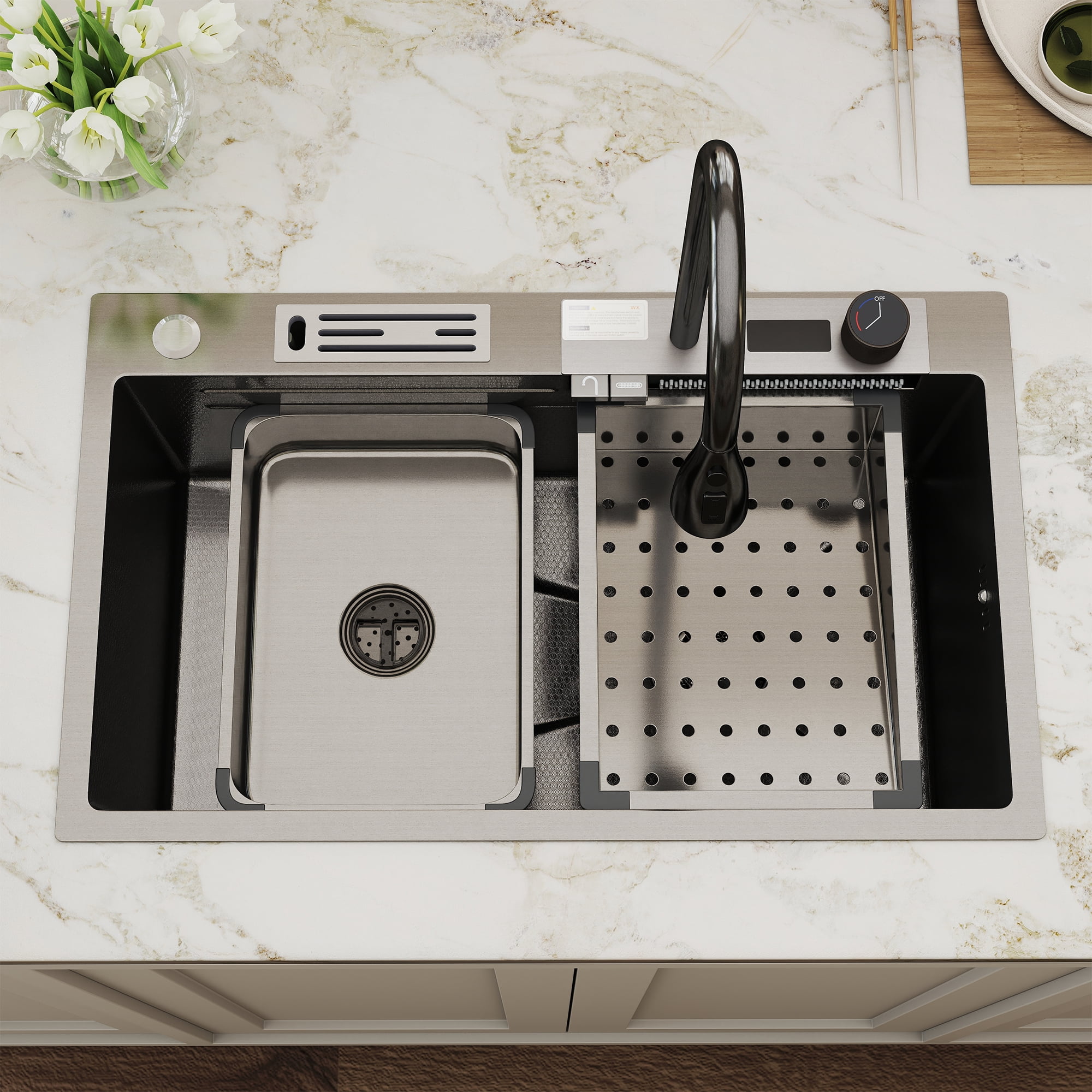 Yilicy 30*18 Undermount Kitchen Sink Single Bowl Basin Stainless Steel ...