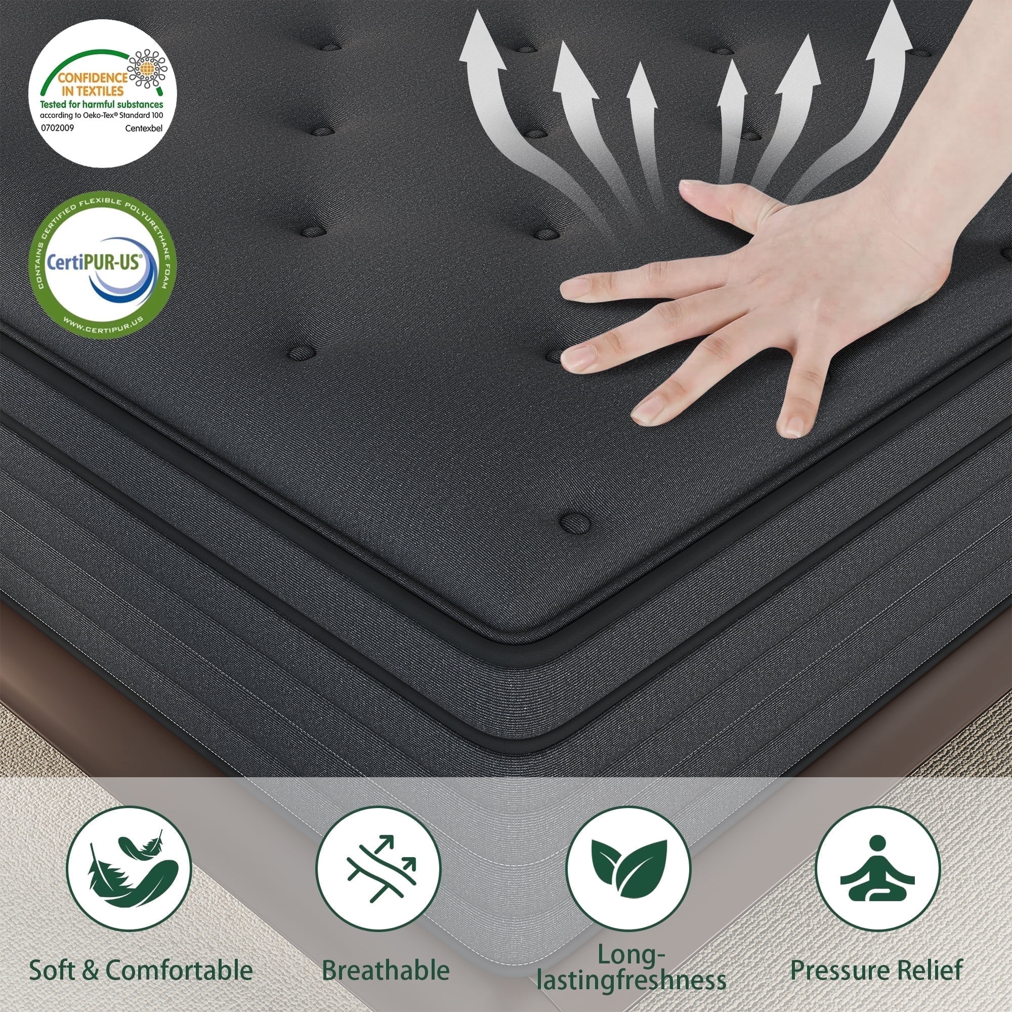 Yilicy Mattress 14 inch Full Size, Gel Memory Foam Hybrid Mattress in a ...