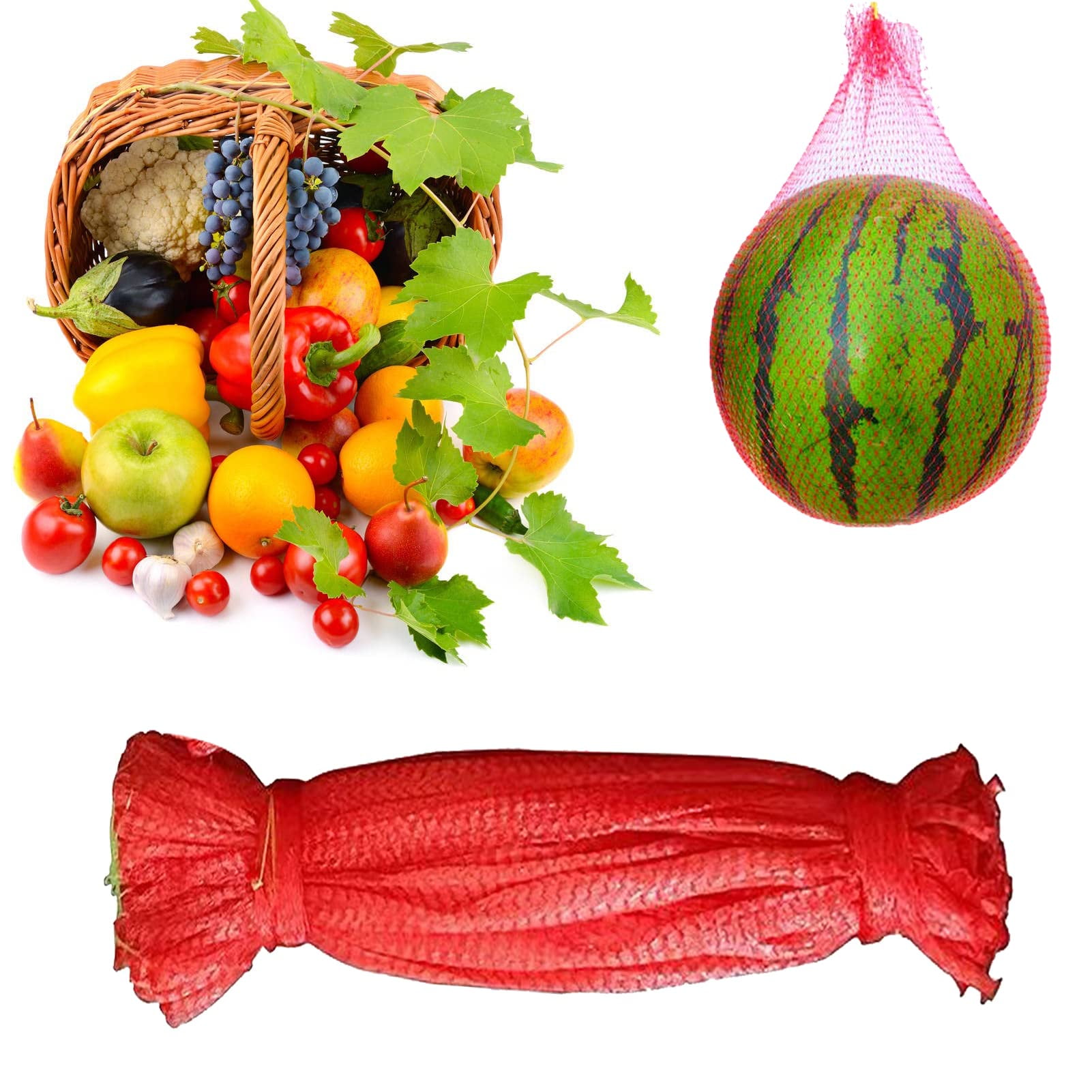 YimeBand 50 Pack Watermelon Nets 17.7 Inches Red Onion Mesh Bags ...