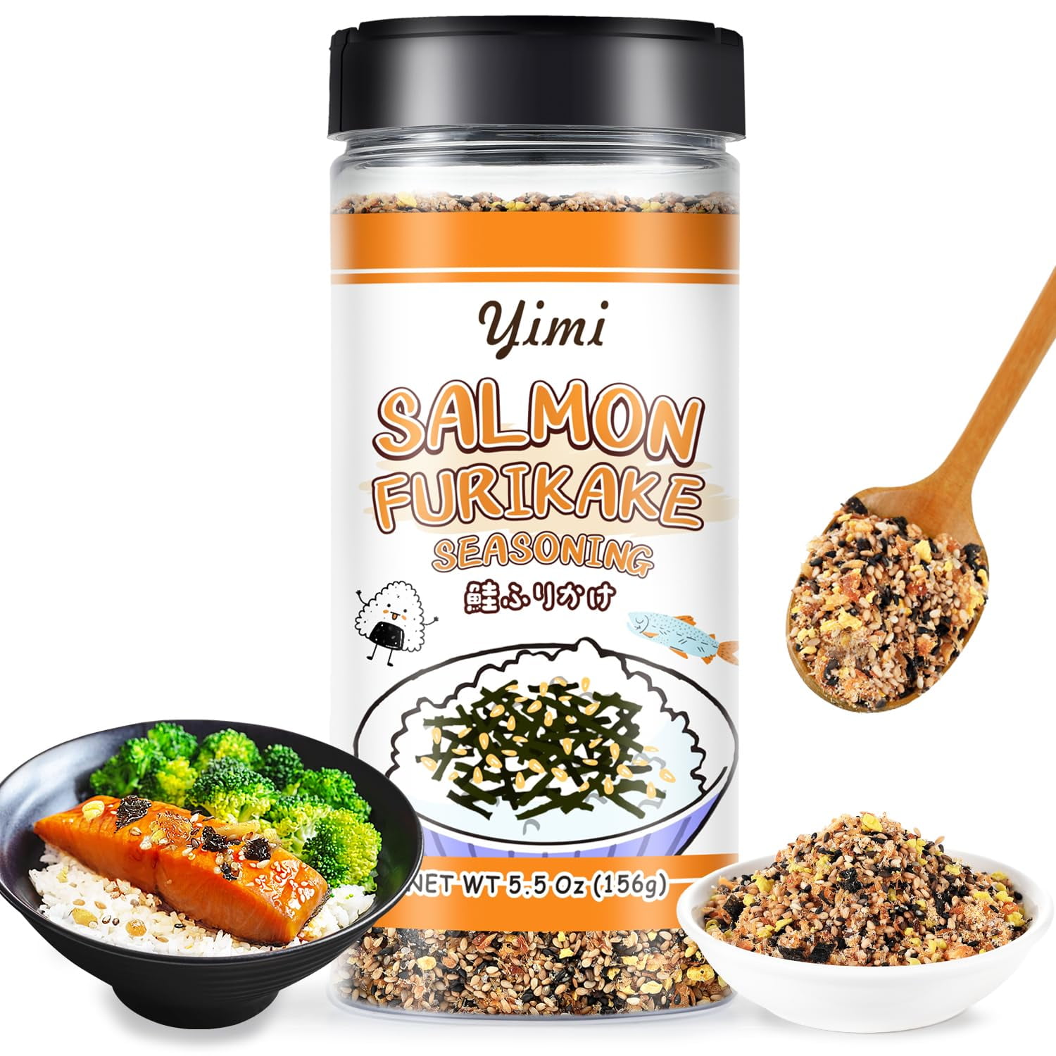 Yimi Salmon Furikake FEV6 Seasoning, Rice Topping, Multi-Purpose ...
