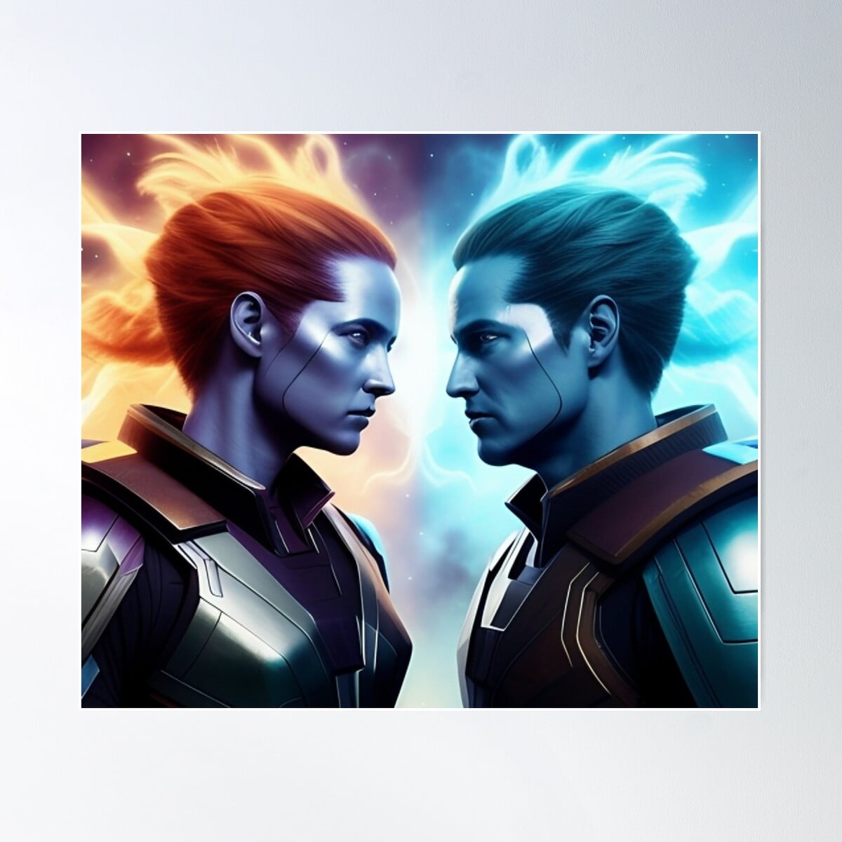 Yin And Yang Star Elementals Poster Wall Art, Modern Wall Decor For ...