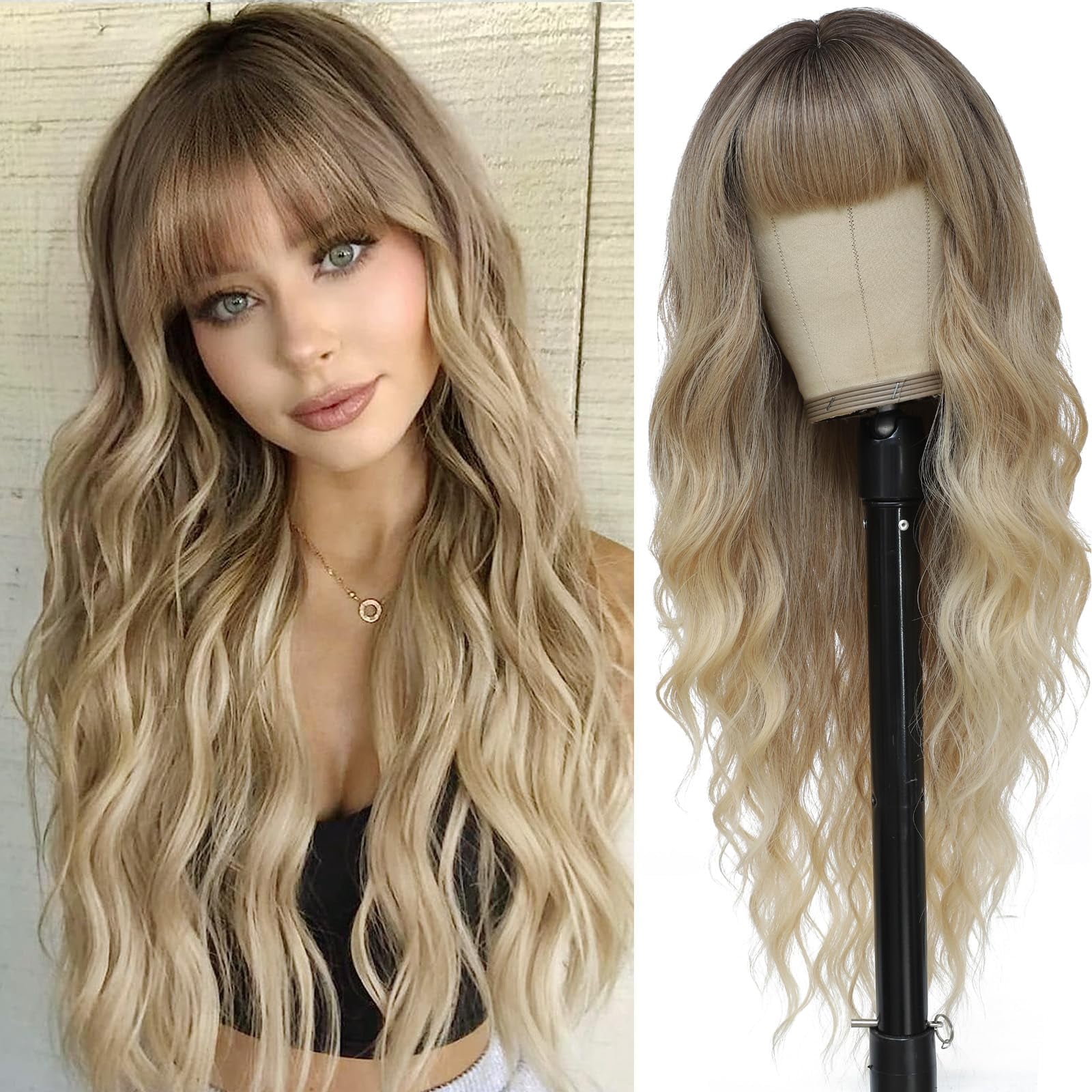 Yin Pondy Blonde wig 26 "heat-resistant synthetic wig for everyday ...