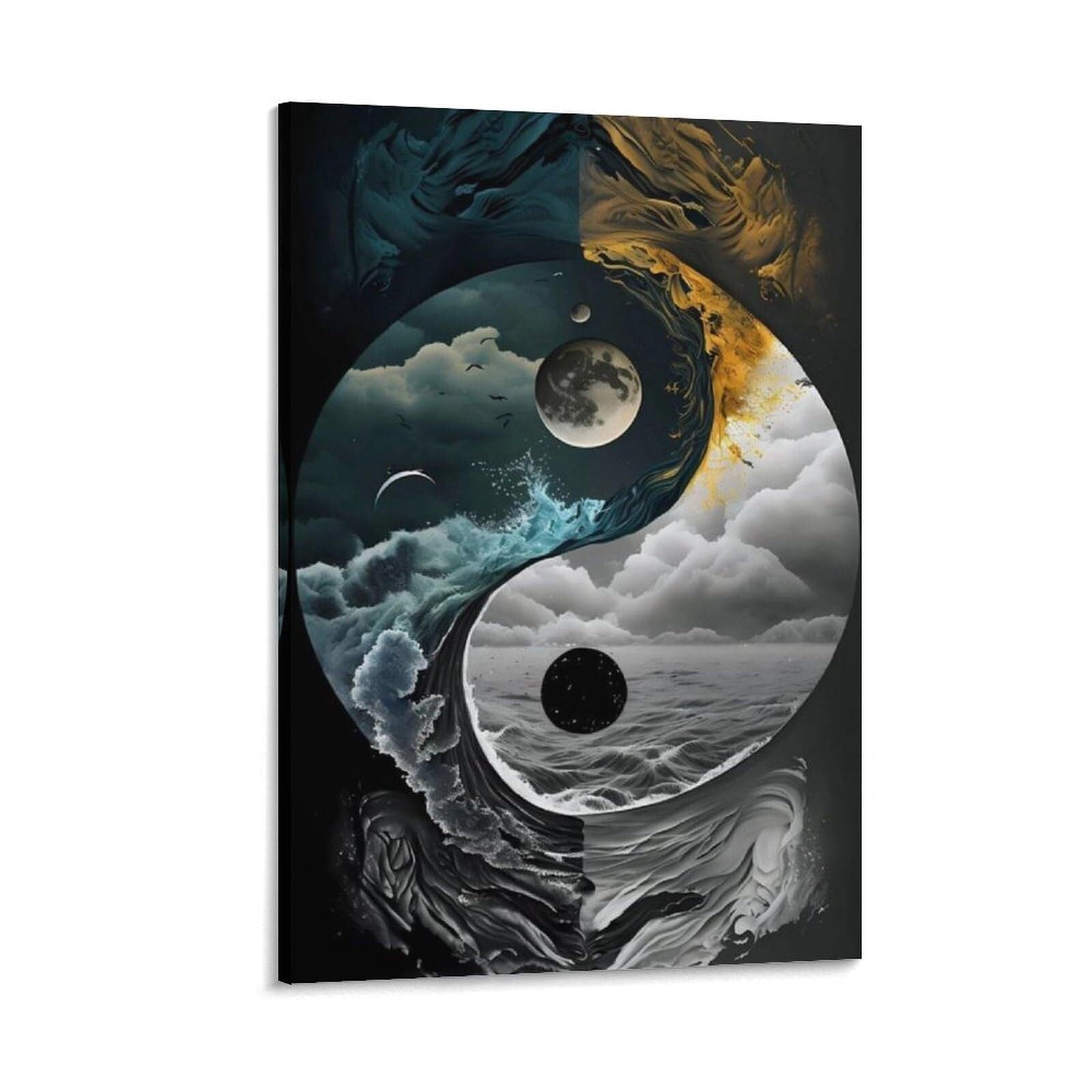 Yin Yang Abstract Painting Art Poster Home Canvas Wall Decoration ...