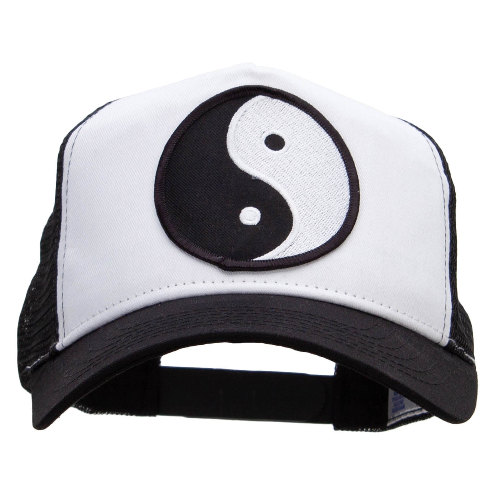 Yin Yang Black and White Patched 5 Panel High Profile Poly Cotton Twill ...