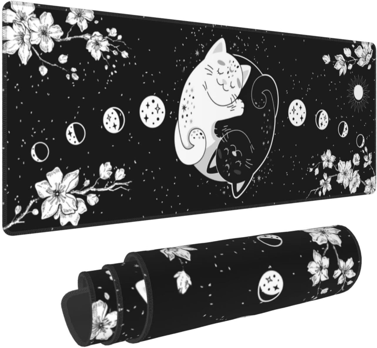 Yin Yang Cat Moon Phases Mouse Pad Extended XL Gaming Mice Pad Office ...
