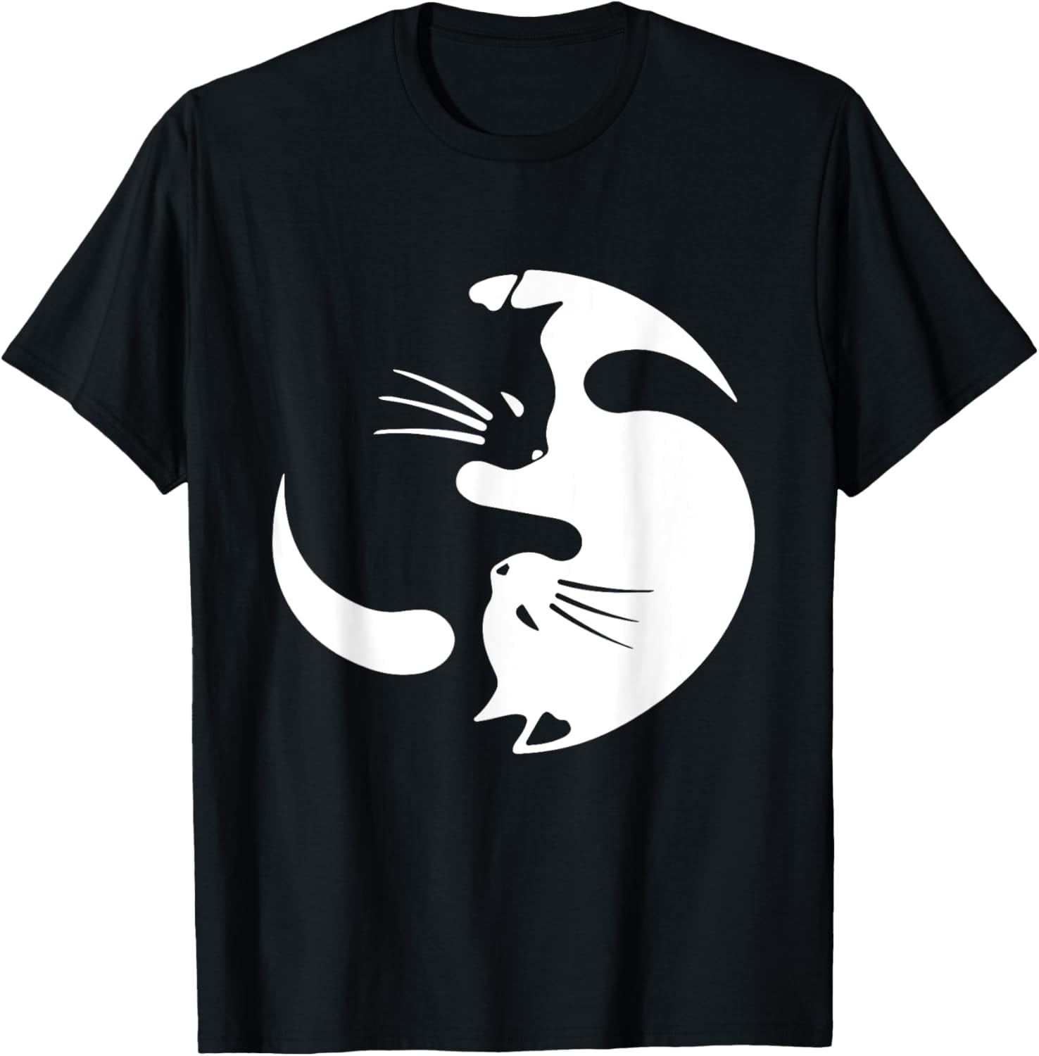 Yin Yang Cat Symbol Cute Black and White Cat Kitty Halloween T-Shirt ...