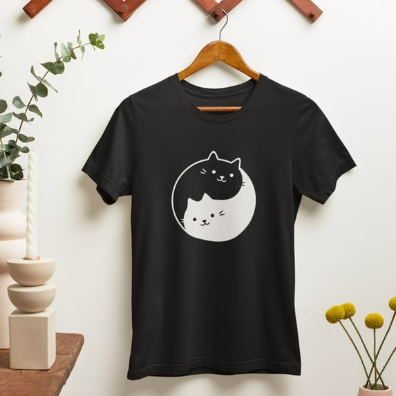 Yin Yang Cat T-Shirt Yin Yang Cat Lover Gift Cute Cats Tee Sweet ...
