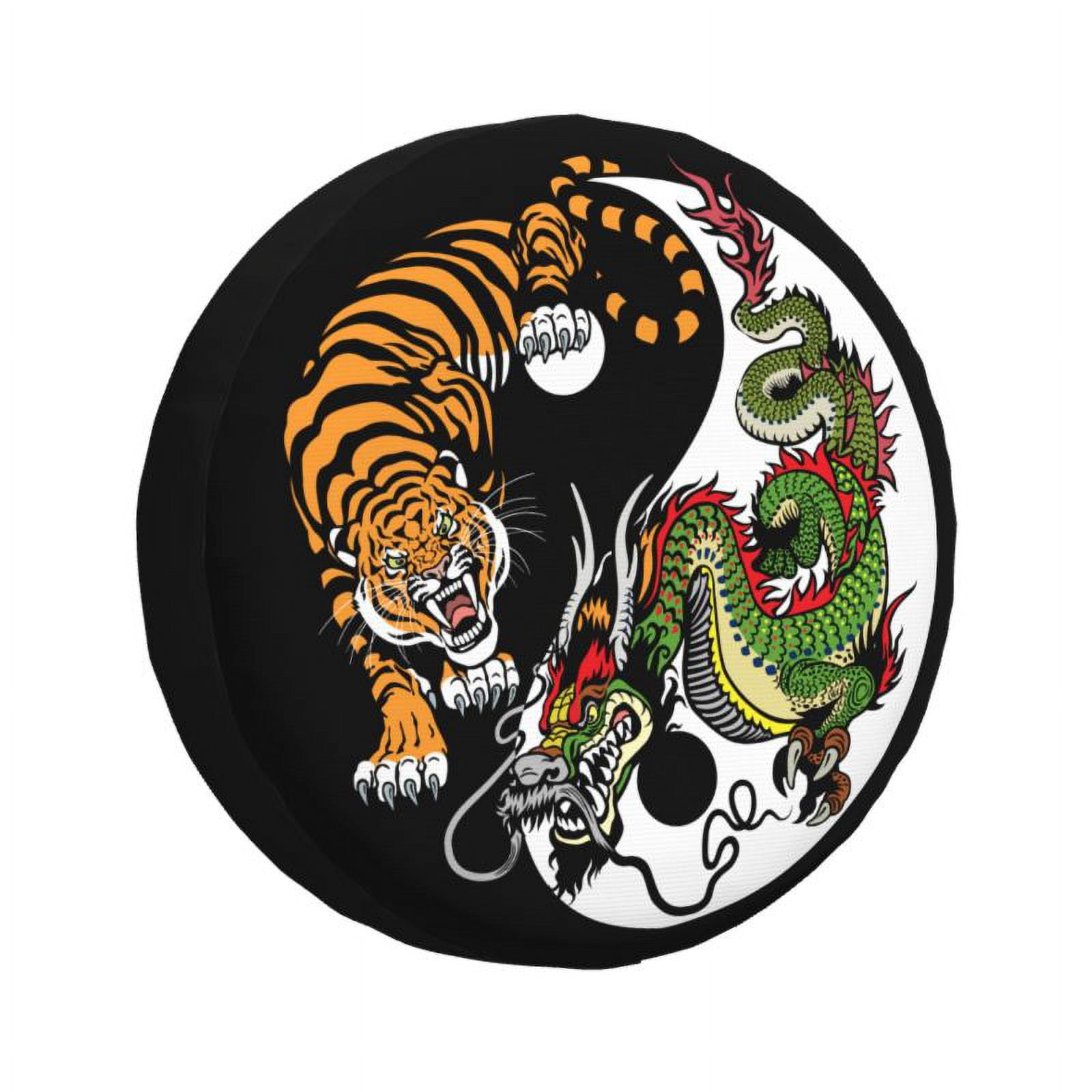 Yin Yang Dot Art Black And White Spare Tire Cover for Prado Pajero ...