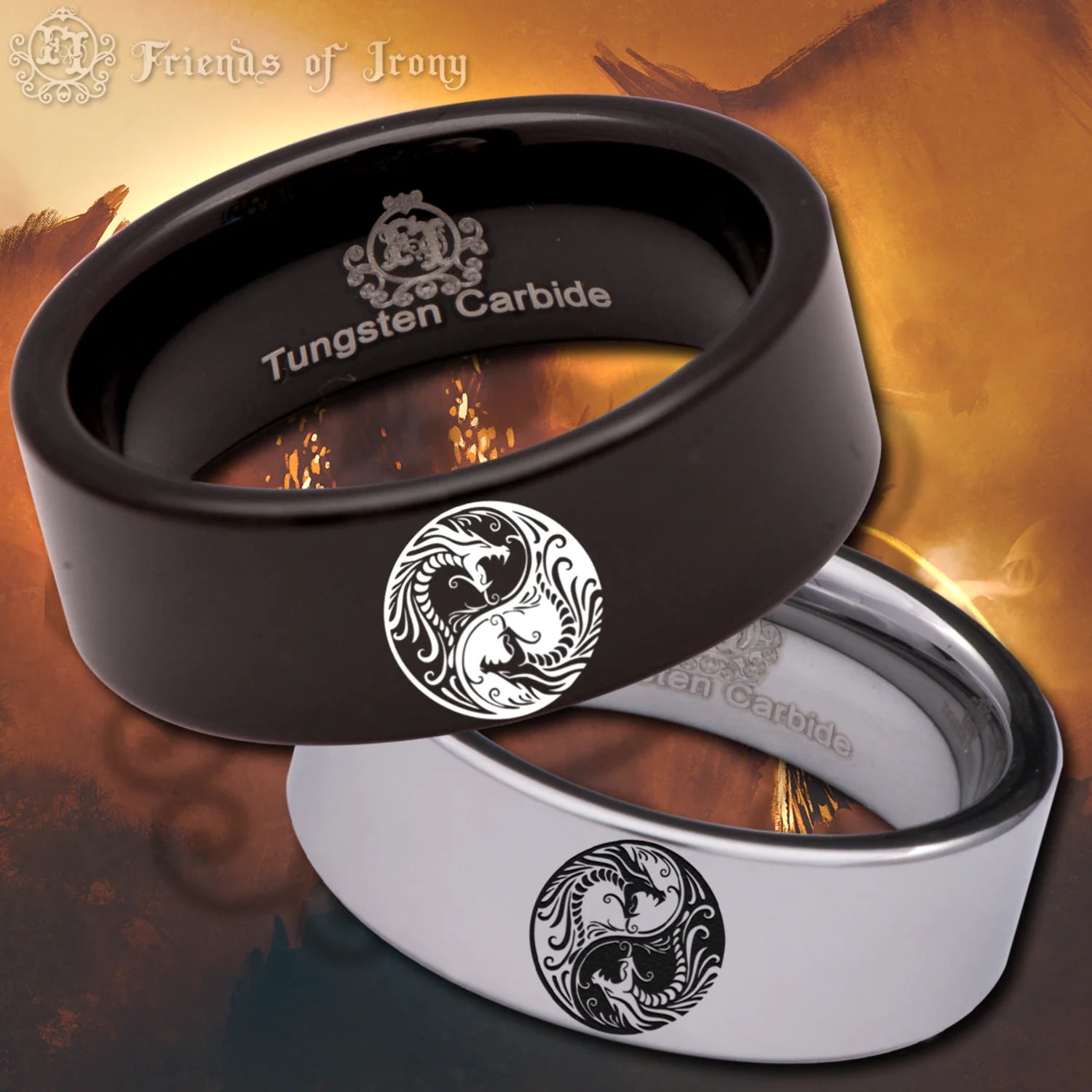 Yin Yang Dragon Tungsten Carbide Ring - Walmart.com