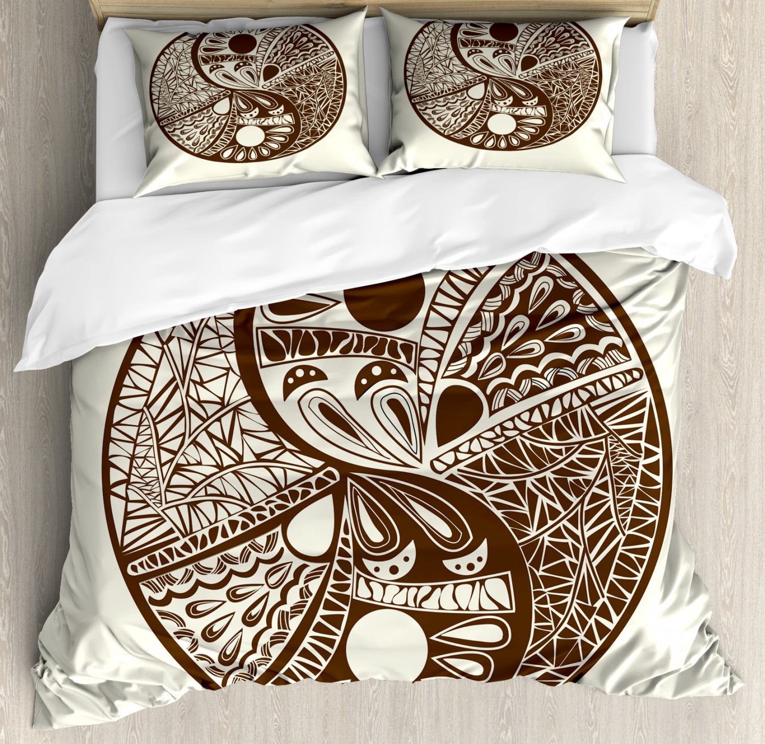 Yin Yang Duvet Cover Set King Size, Abstract Yin Yang Ornamented with ...