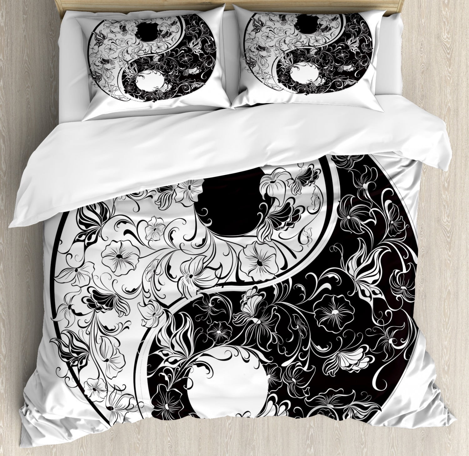 Yin Yang Duvet Cover Set Queen Size, Artistic Spiritual Symbol ...