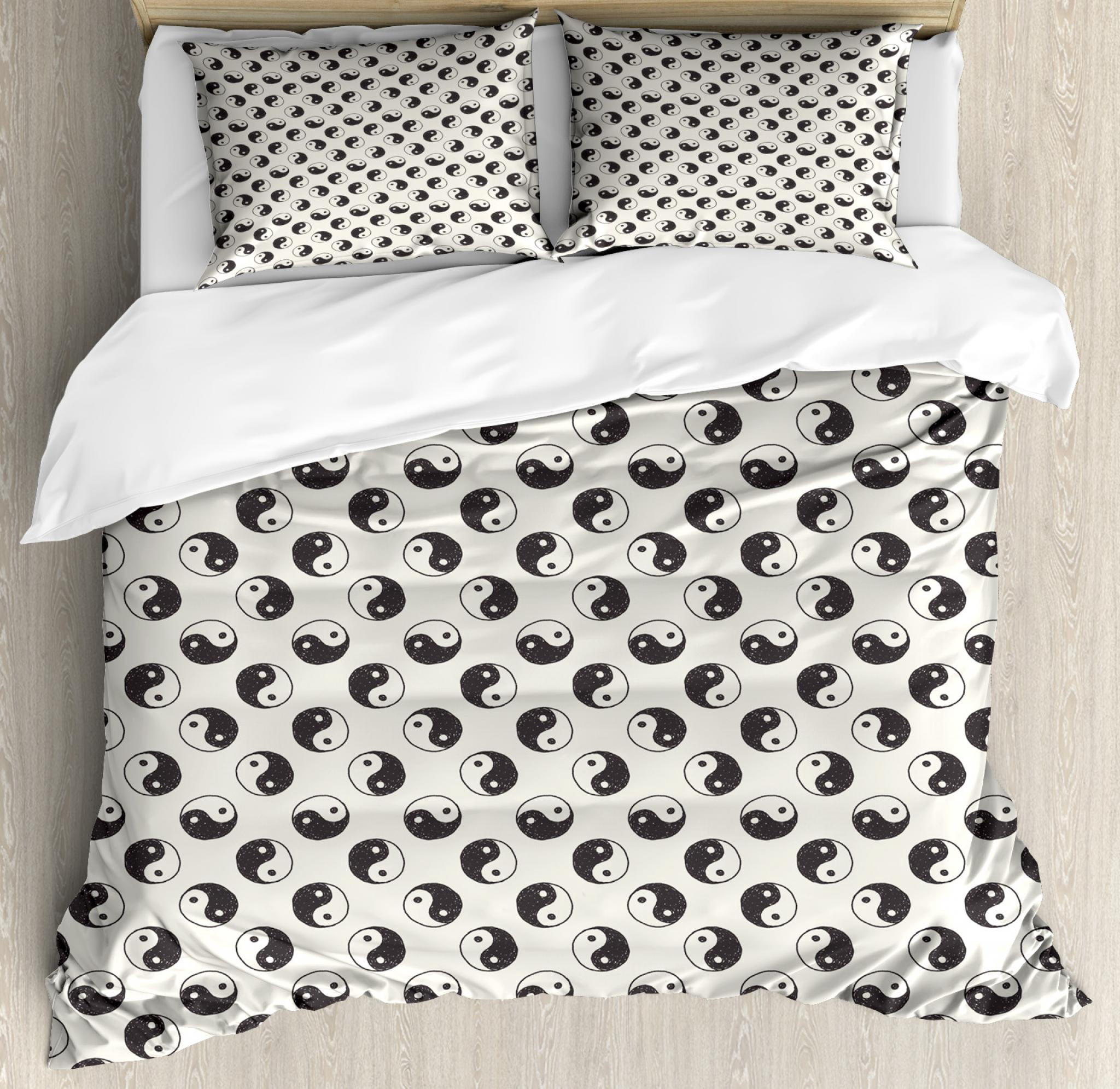 Yin Yang Duvet Cover Set Queen Size, Doodle Style Asian Spiritual ...