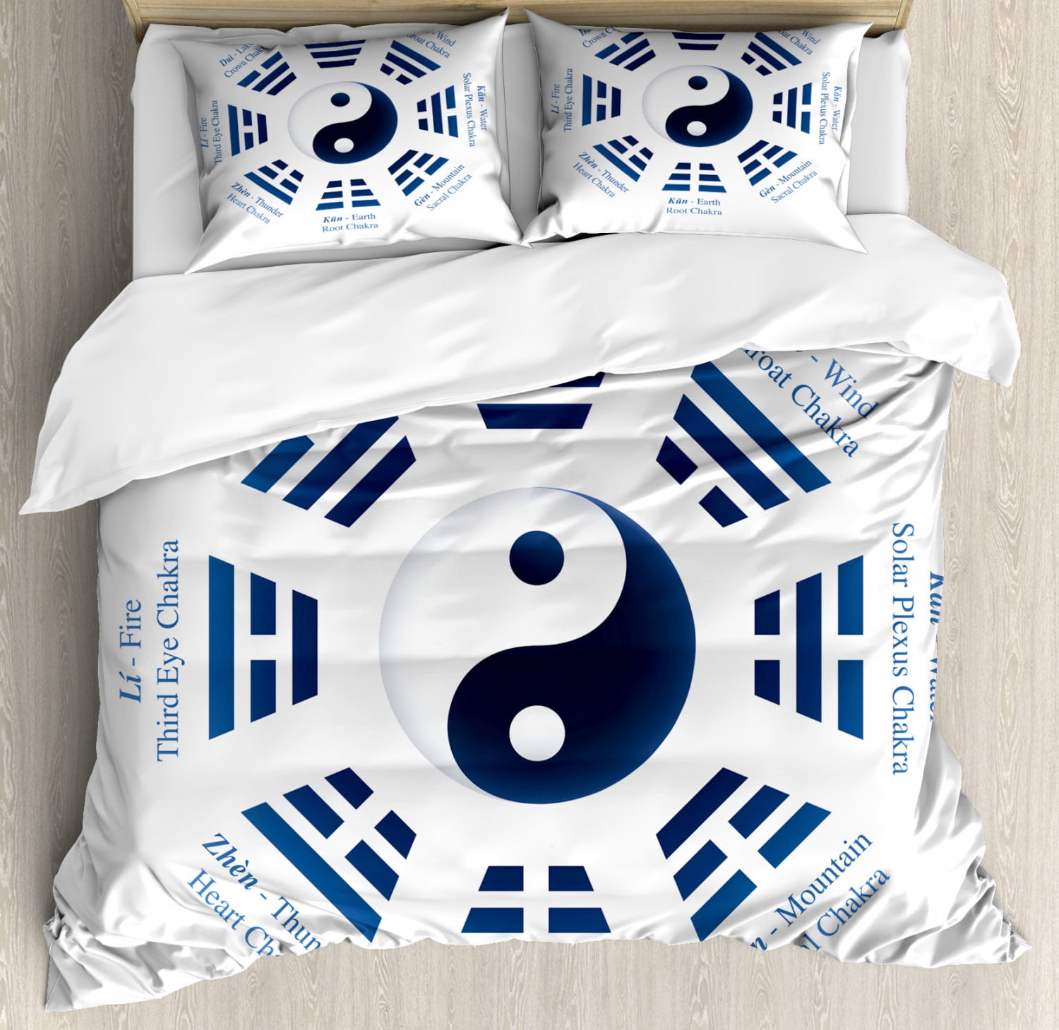 Yin Yang Duvet Cover Set Queen Size, Yin Yang Symbol and Trigrams for I ...