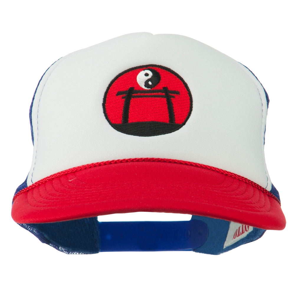 Yin Yang Embroidered Foam Mesh Cap - Red White Red OSFM - Walmart.com