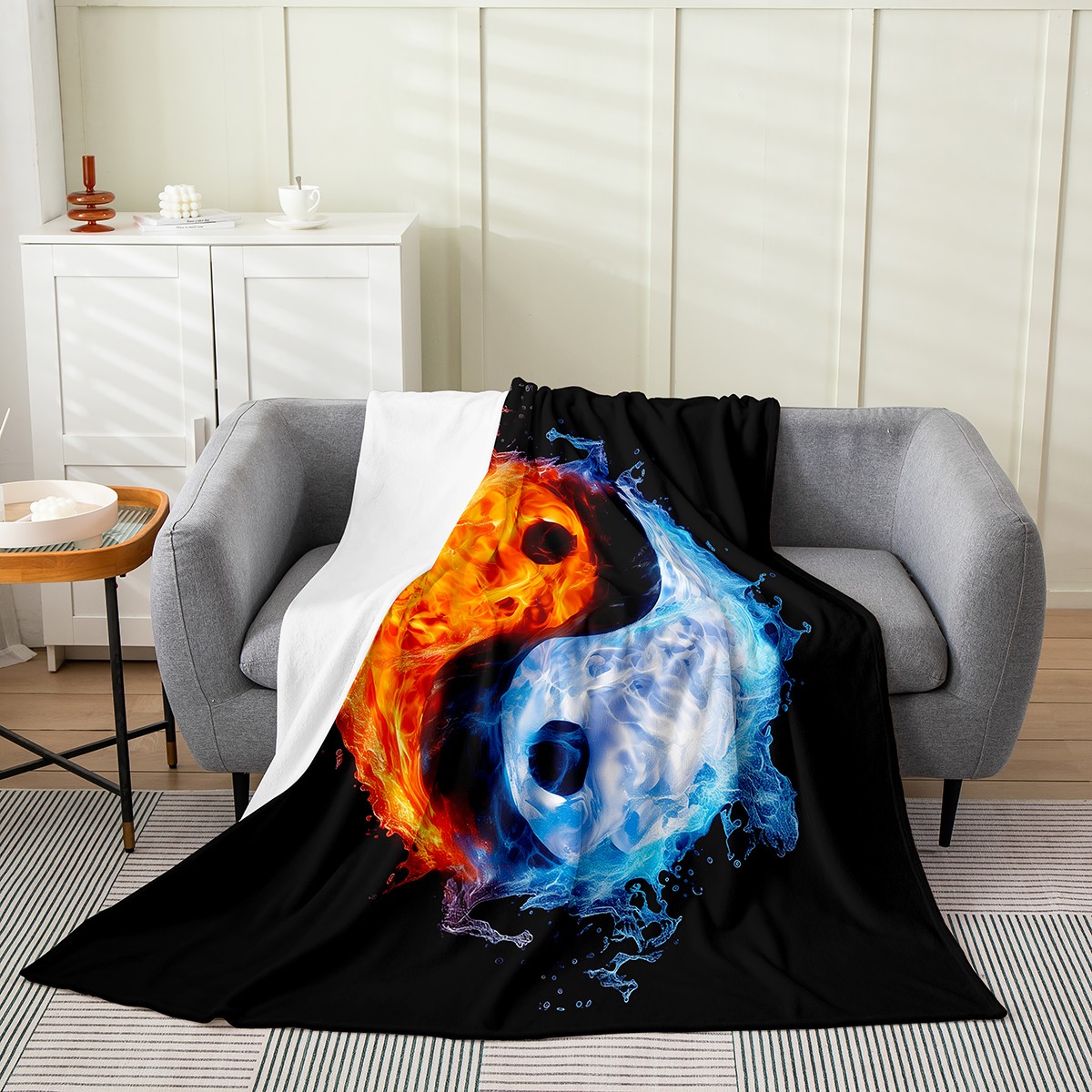 Yin and Yang Fuzzy Blanket Queen 90x90,Boho Hippie Blanket Soft ...
