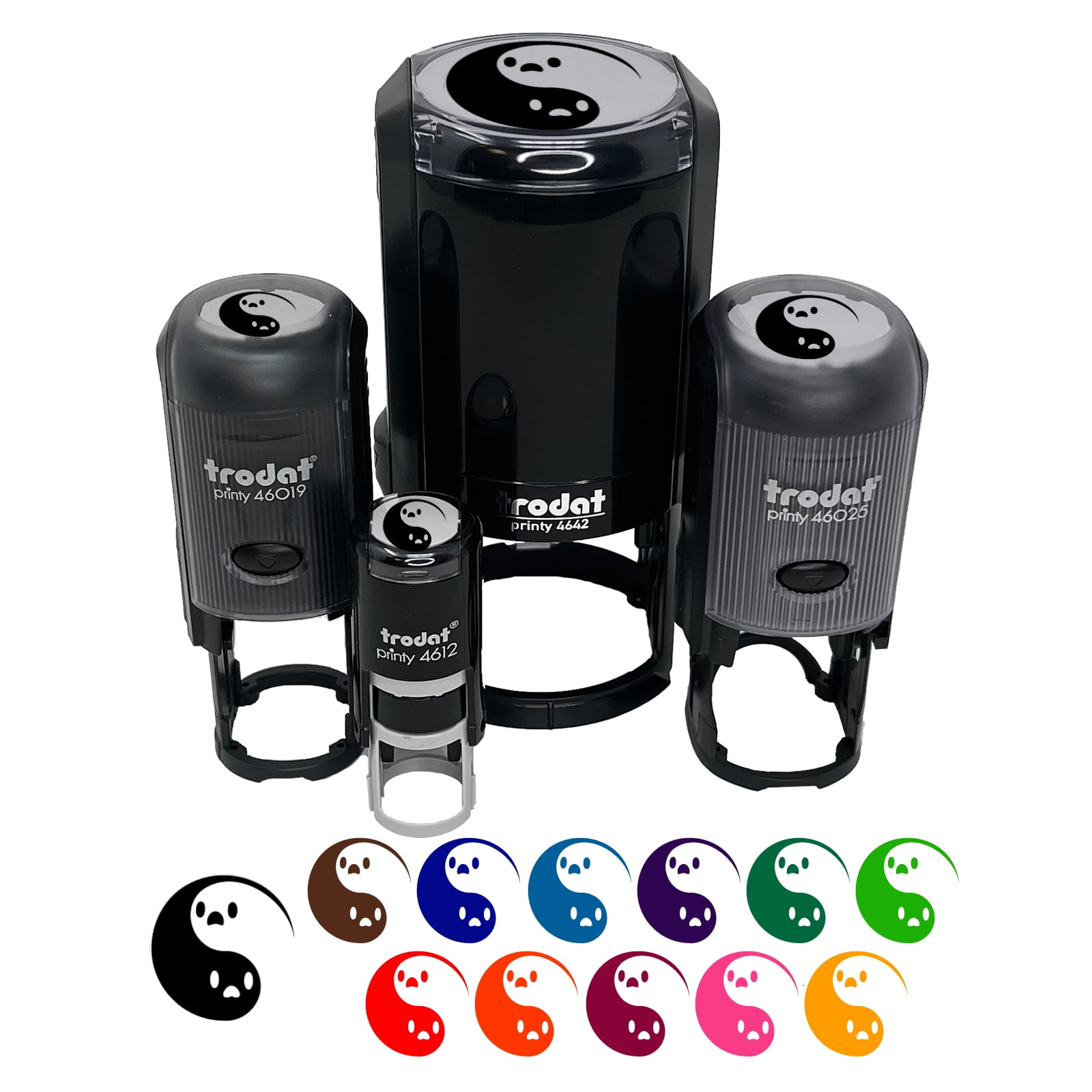 Yin Yang Ghosts Spooky and Cute Self-Inking Rubber Stamp Ink Stamper ...