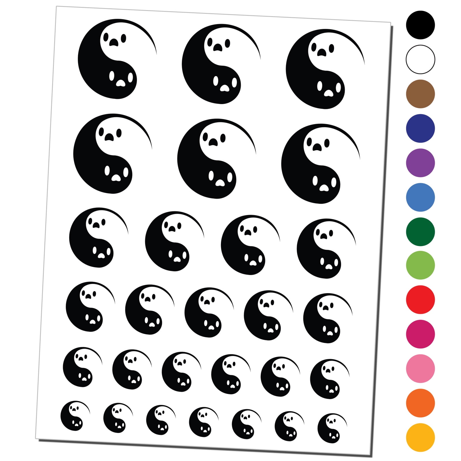 Yin Yang Ghosts Spooky and Cute Water Resistant Temporary Tattoo Set ...
