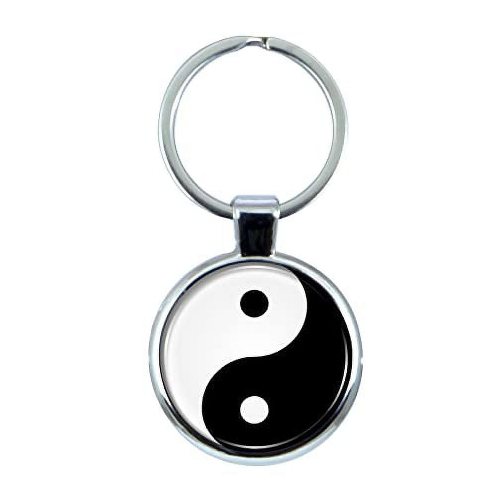 Yin Yang Keychain with Epoxy Dome and Metal Keyring - Walmart.com