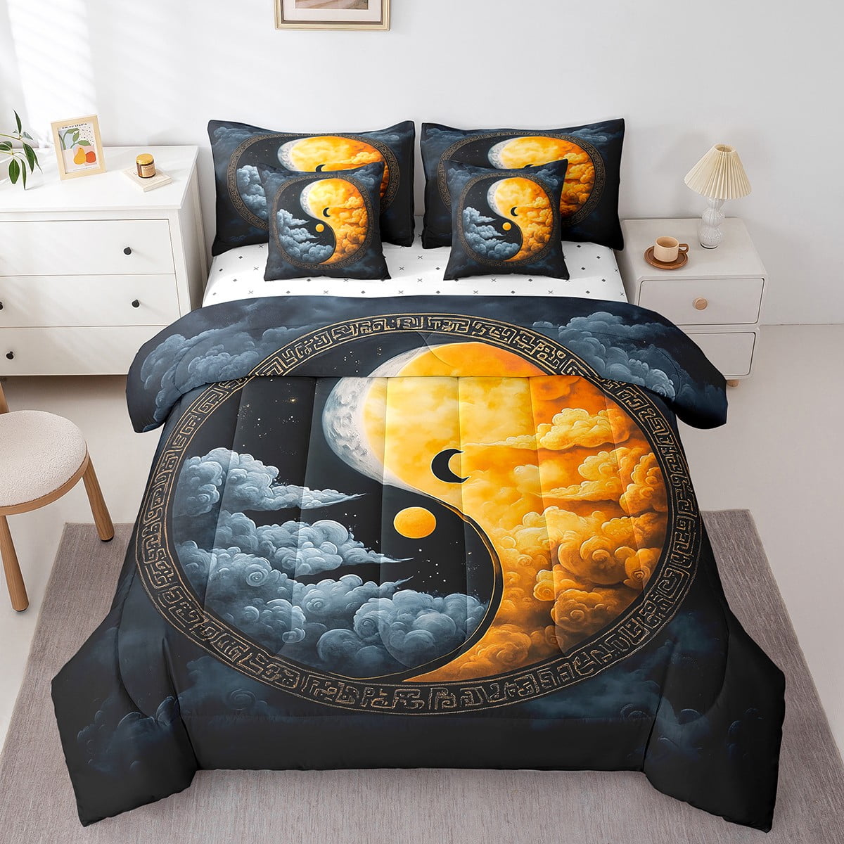 Yin Yang King Comforter Set 7 Piece Adults,Sun Moon Bedding Set Room ...