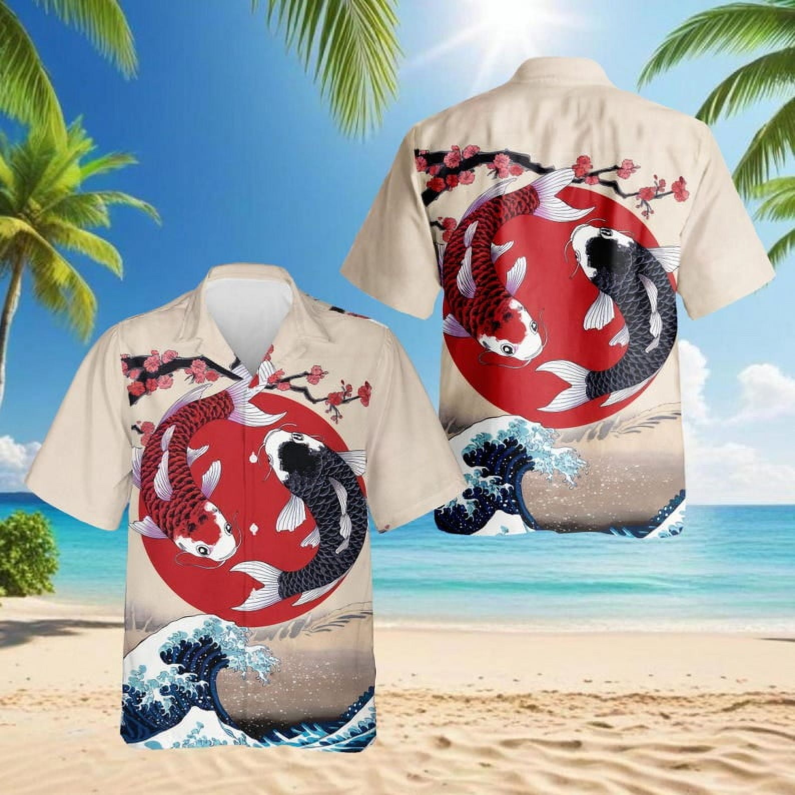 Yin Yang Koi Fish Hawaiian Shirt For Men, Tropical Vacation Shirt ...