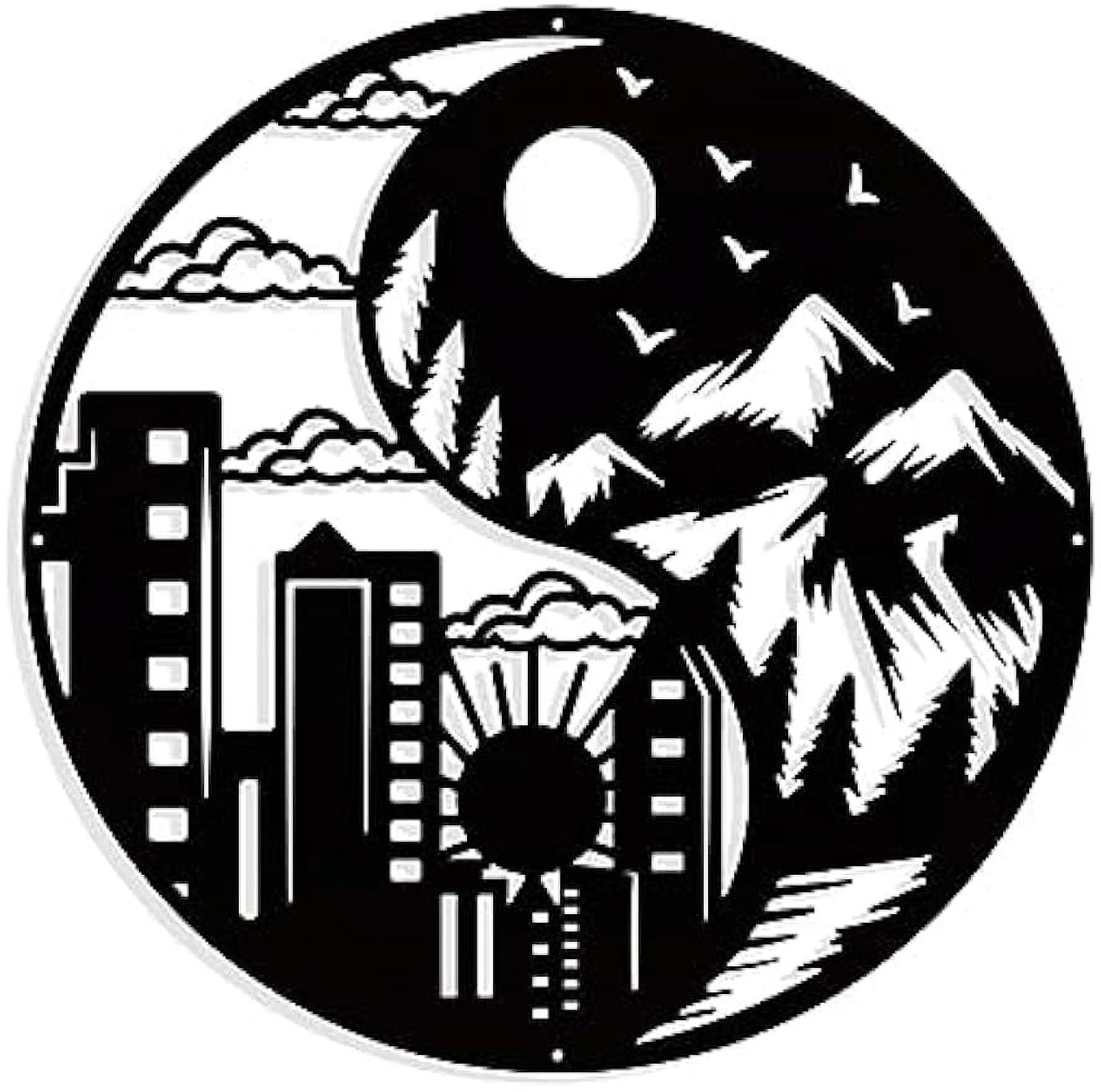Yin Yang Metal Wall Art Decor Sun Moon City Forest Wall Hanging Decor ...