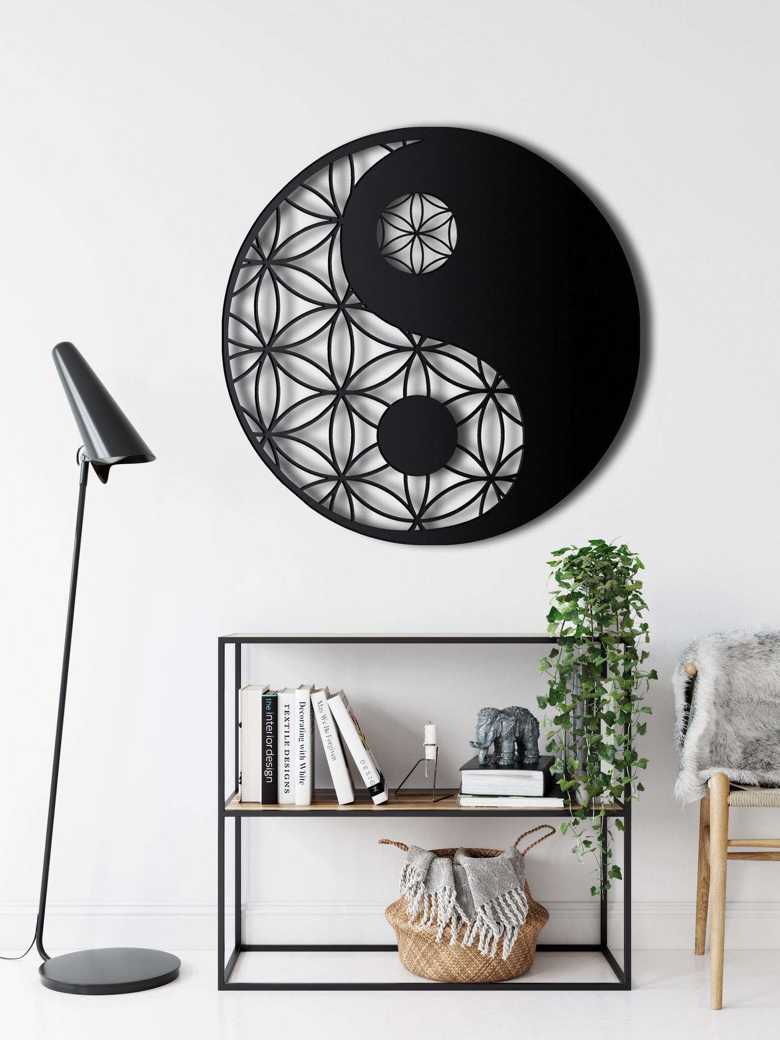 Yin Yang Metal Wall Decor for Home and Outside - Wall-Mounted Geometric ...