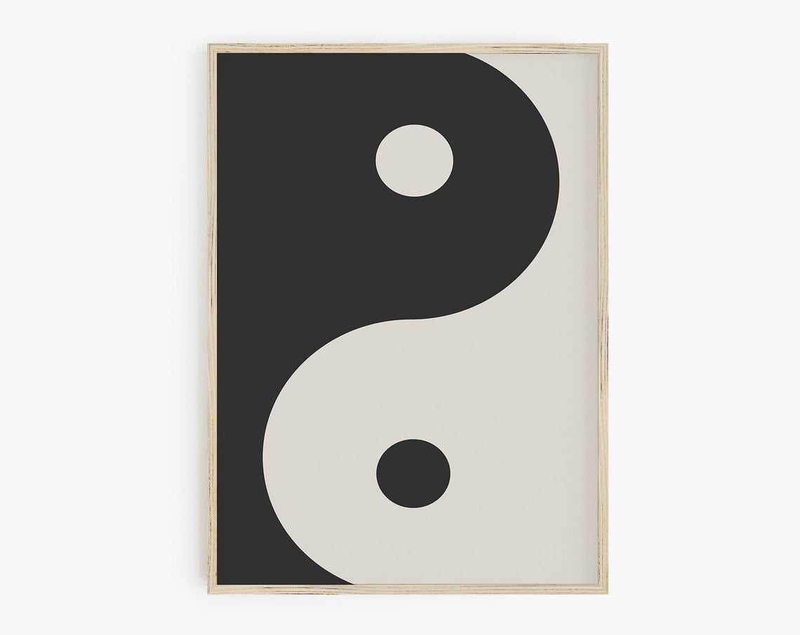 Yin Yang Monochromatic Wall Art, Retro Vsco Room Decor, Minimalist ...