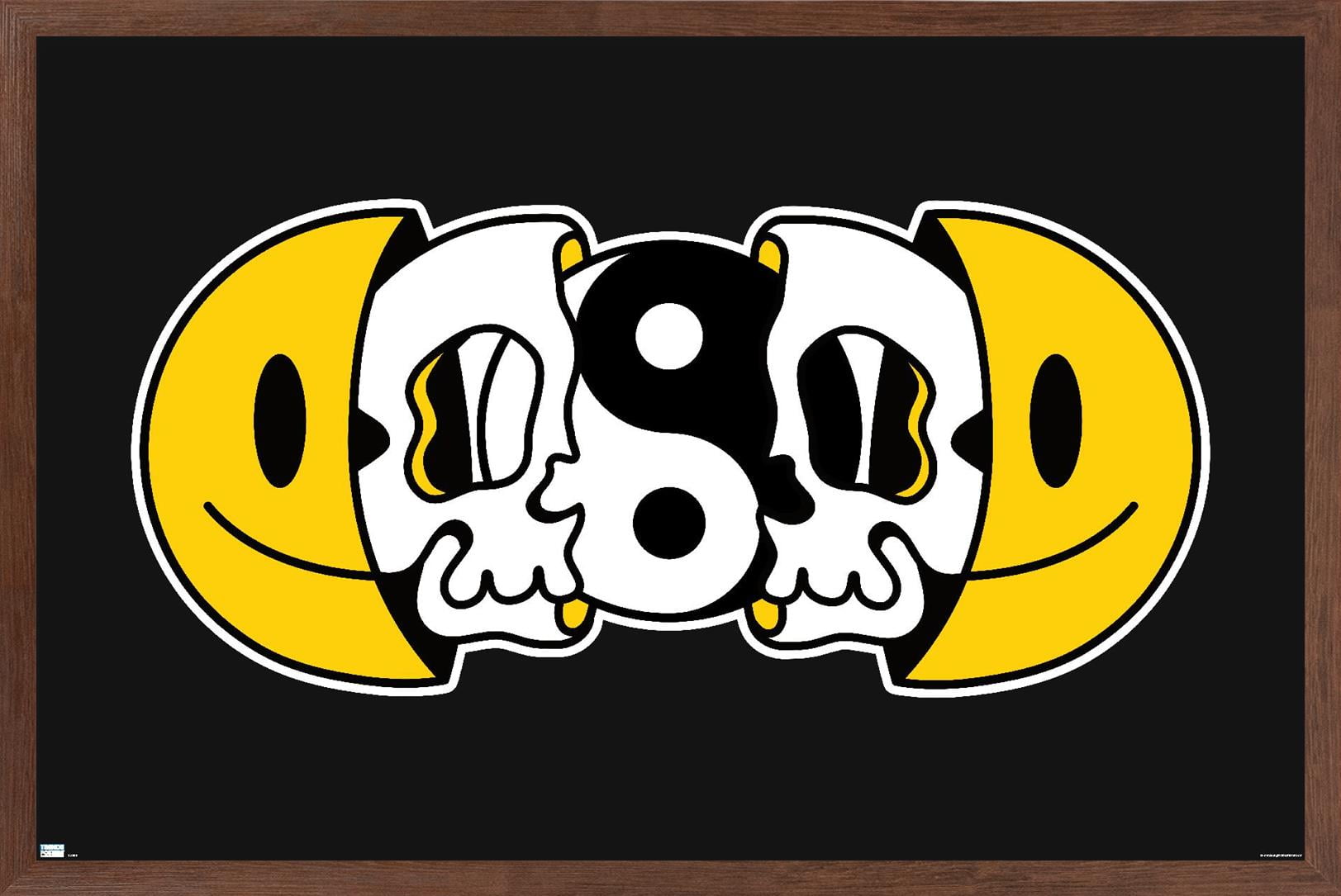 Yin Yang Smile Face Skull Wall Poster, 22.375" x 34" Framed - Walmart.com