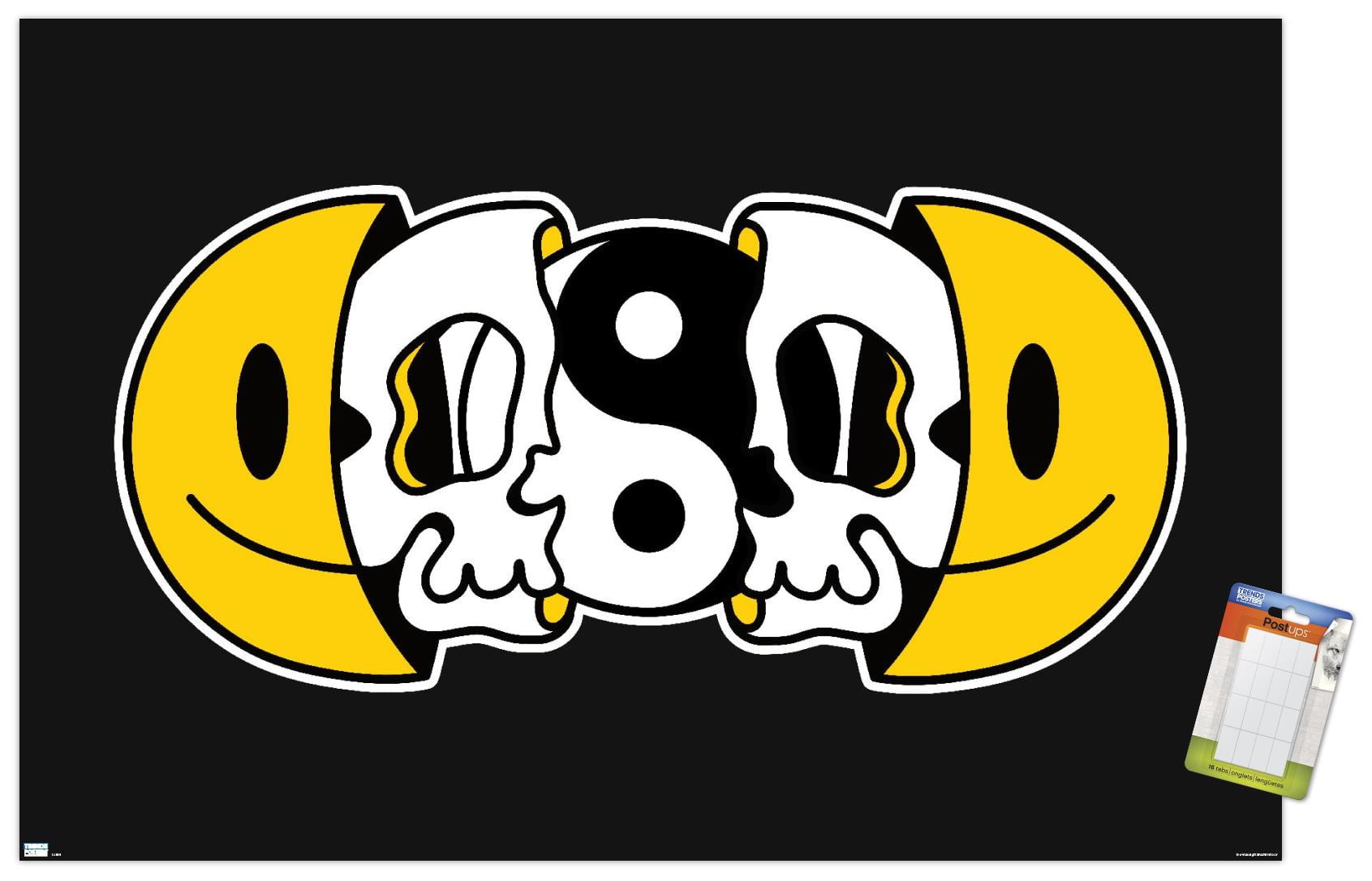 Yin Yang Smile Face Skull Wall Poster, 22.375" x 34" - Walmart.com