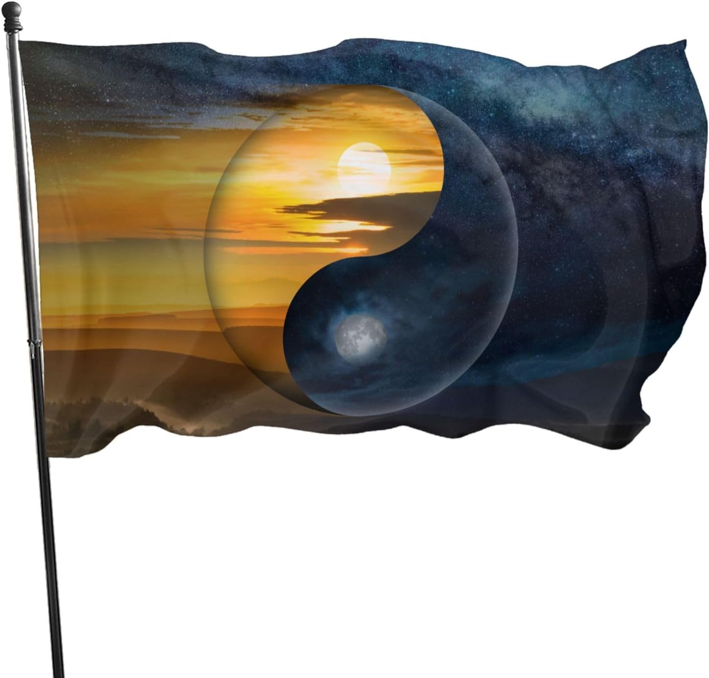 Yin Yang Sun Moon Flag Outdoor Indoor Garage With Grommets Dormitory ...