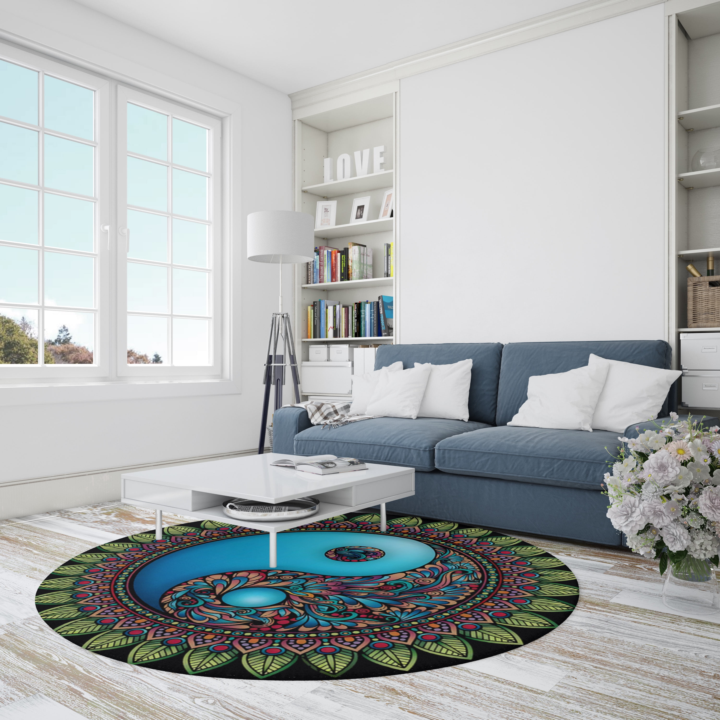 Yin Yang Tai Chi Round Carpet Flower of Life Gym Carpets Circle Rug ...