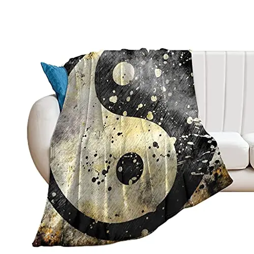Yin Yang Throw Blanket Abstract Graphic Design Yin Yang Circle Black ...