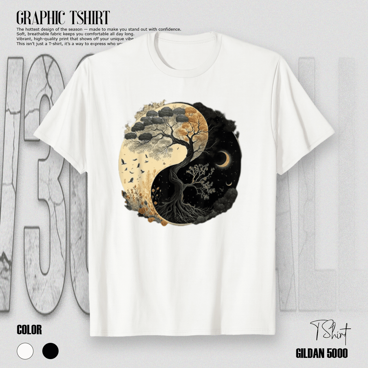 Yin Yang Tree of Life Moon Sun Duality Cute Fun Classic Unisex T-Shirt ...