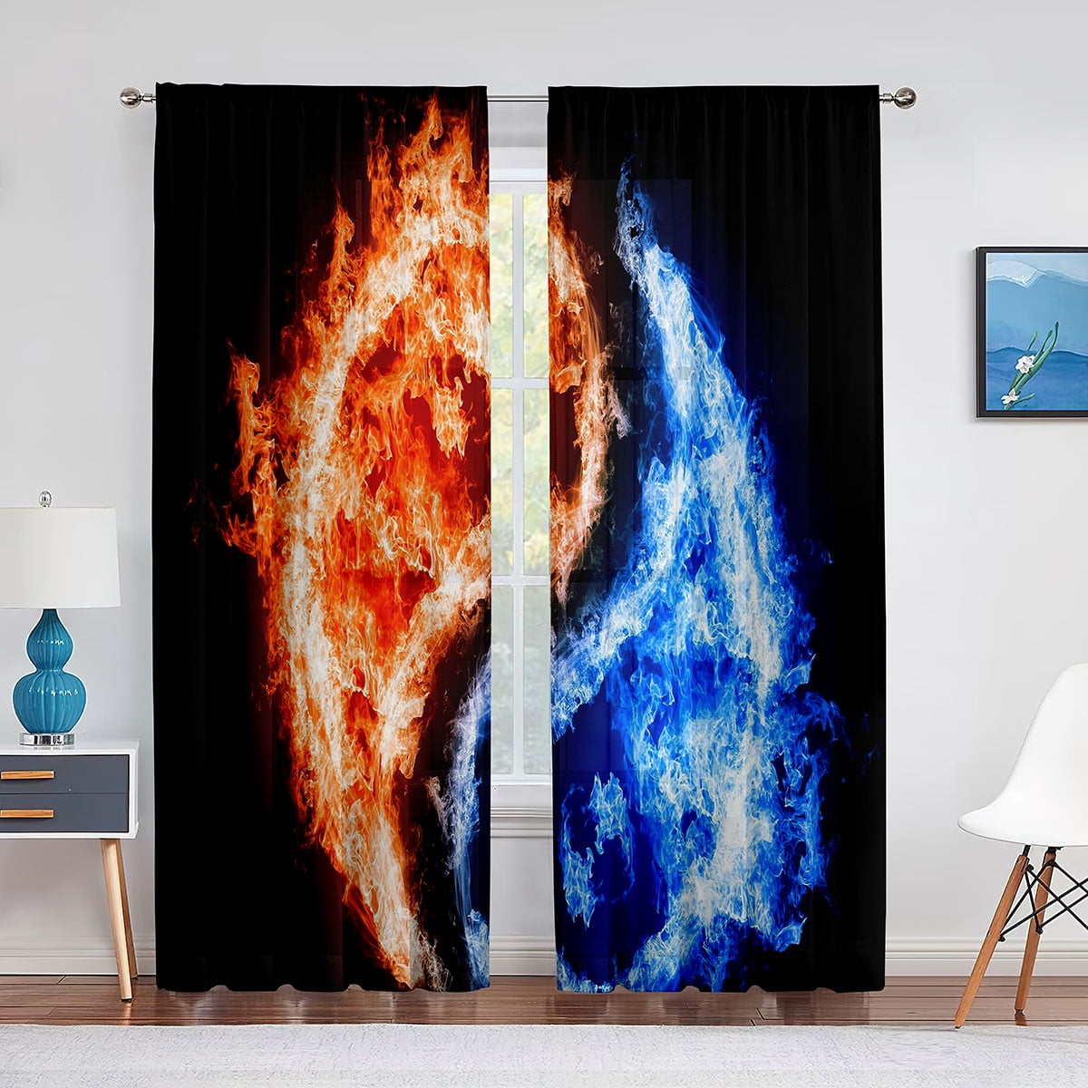 Yin Yang Trippy Psychedelic Art Tulle Voile Curtains for Bedroom Window ...