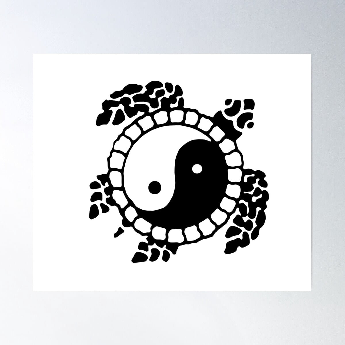 Yin Yang Turtle Poster Wall Art, Modern Wall Decor For Living Room ...