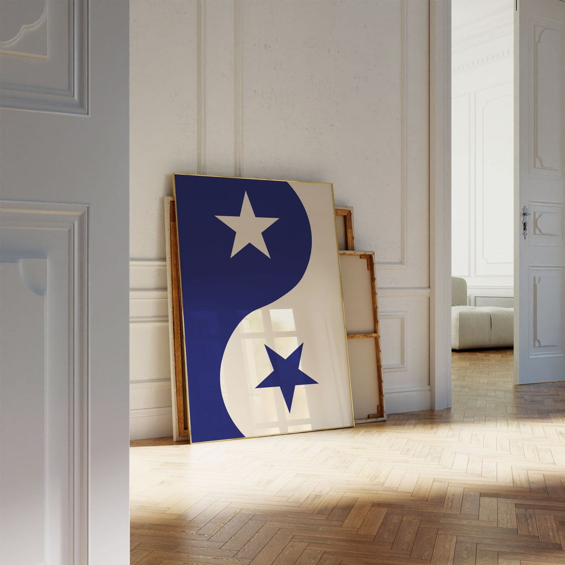 Yin Yang Wall Art Print, Yin Yang Star Poster, 70S Print, Retro Wall ...