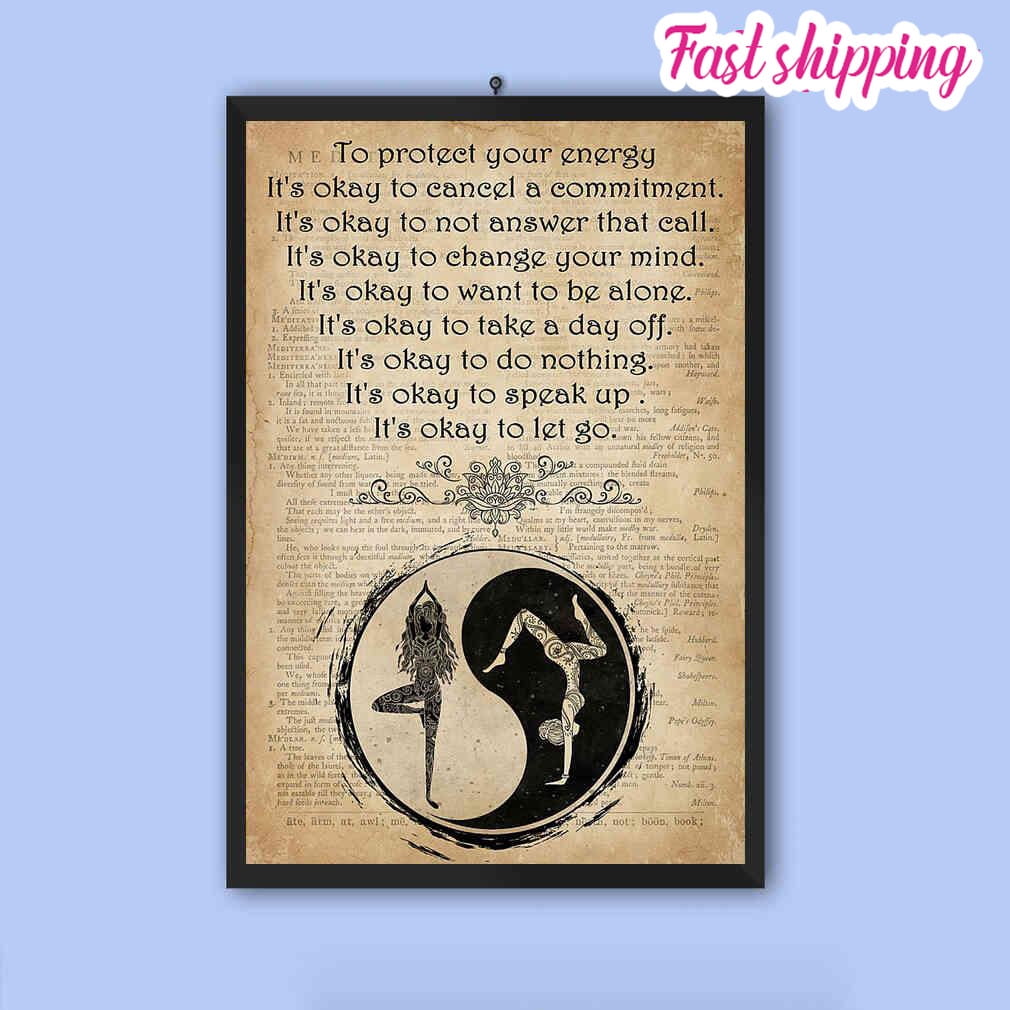 Yin Yang Yoga Yo Protect Your Energy Dictionary poster Prints Poster ...